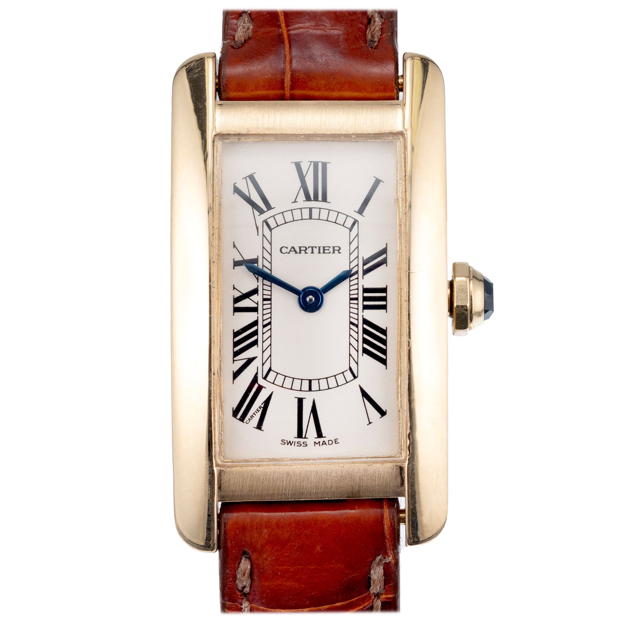Cartier Ladies Yellow Gold Ruby Set Wristwatch For Sale at 1stDibs