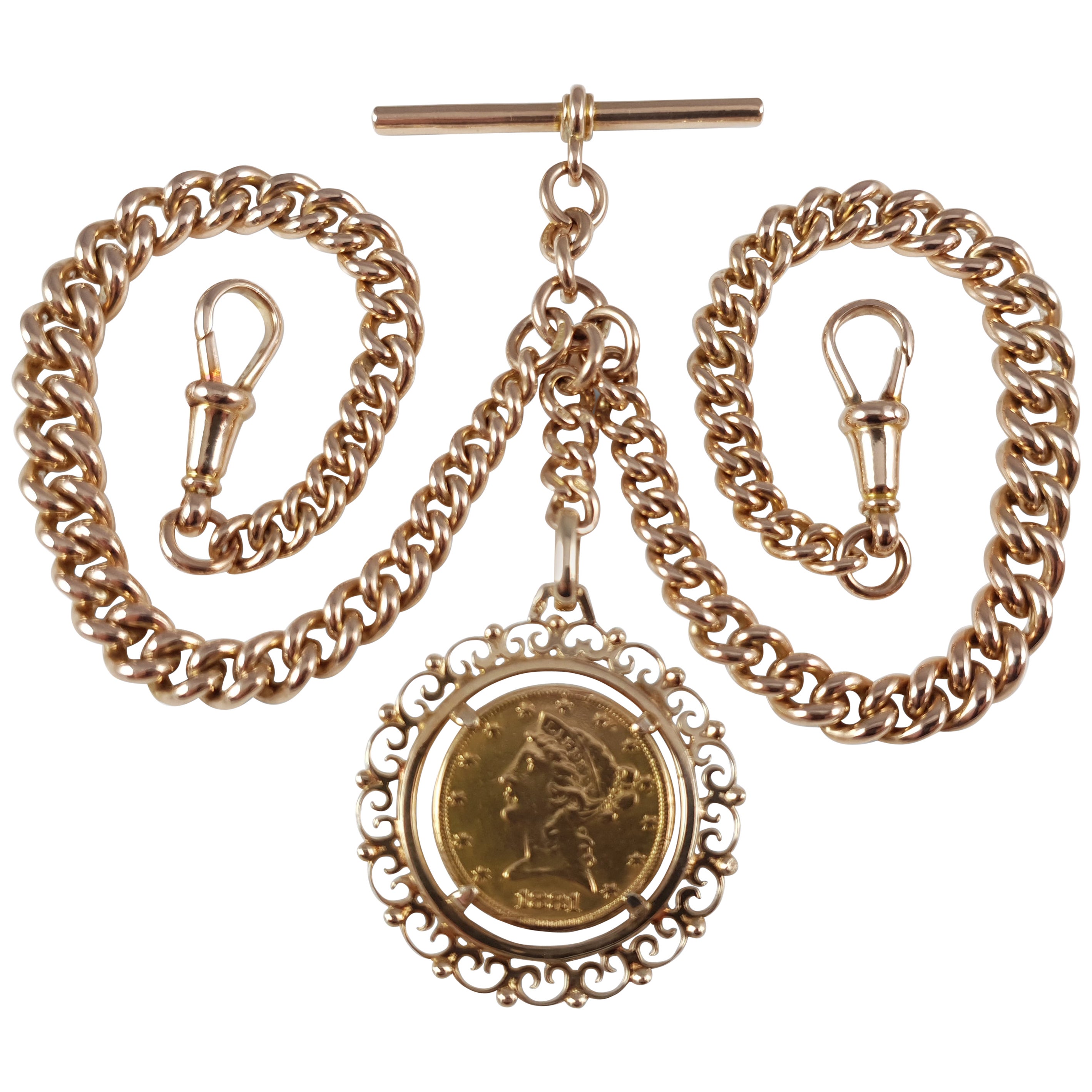 Antique Gold Fancy Double Prince Albert Chain at 1stDibs