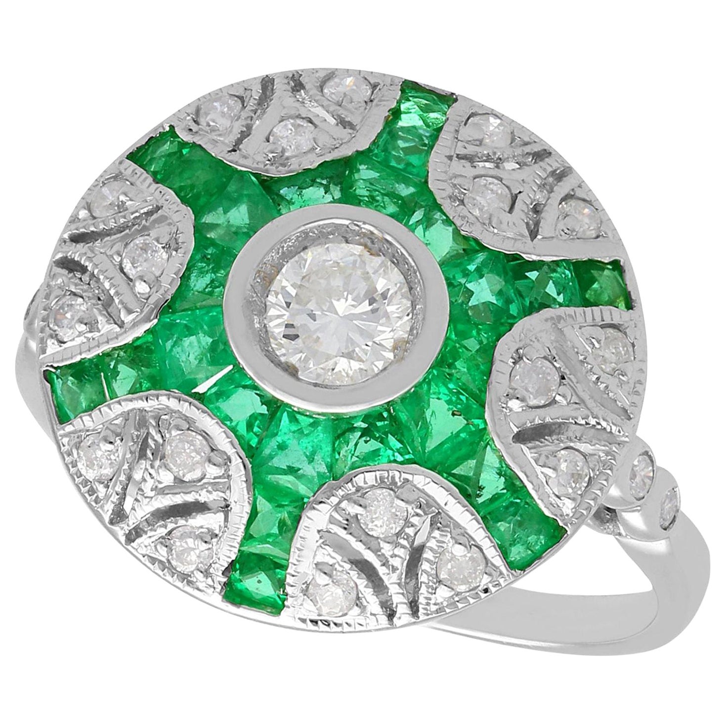 Craig Drake Large Emerald Diamond White Gold Cocktail Ring For Sale at ...