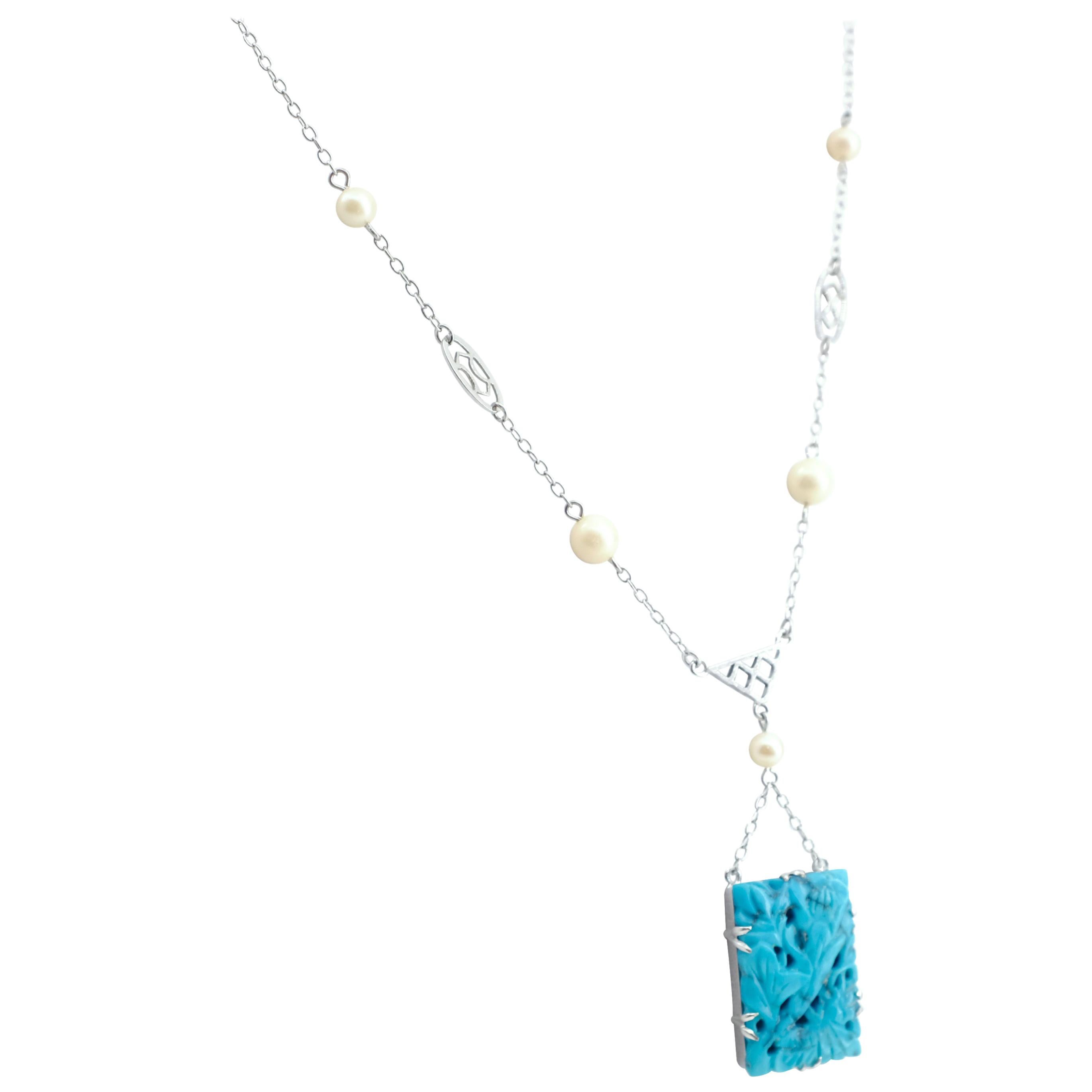 Birth of the Blue: A Magnificent Turquoise and Natural Pearl Necklace ...