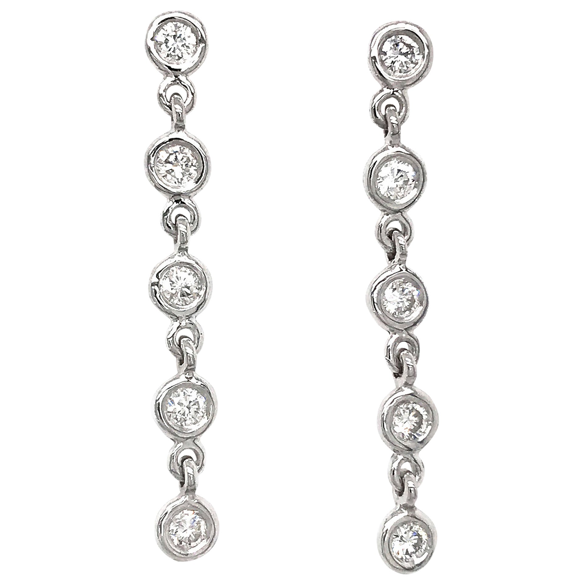 Modern Diamond White Gold Round Drop Earrings For Sale at 1stDibs