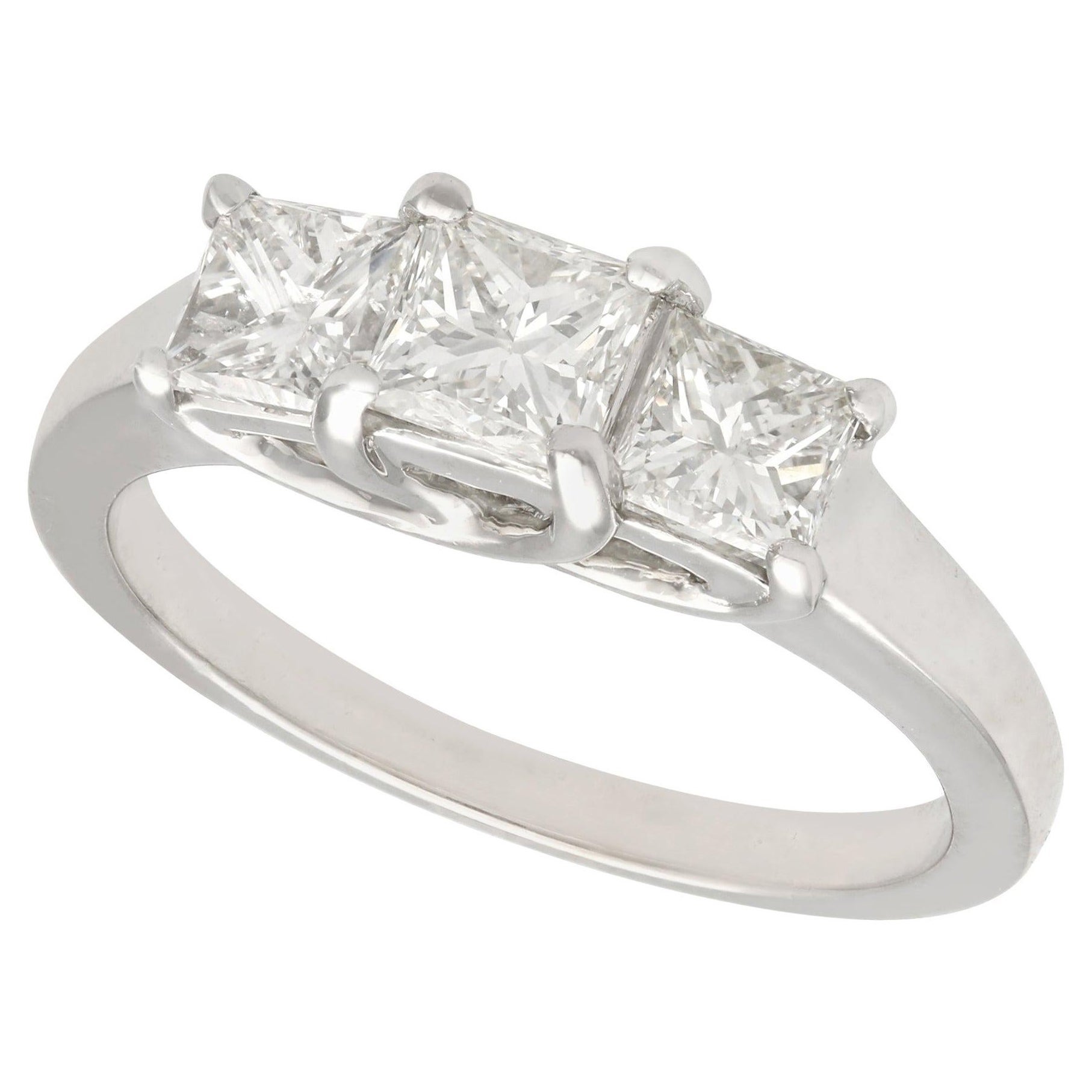 Vintage 1990s Diamond and White Gold Three-Stone Ring For Sale at ...