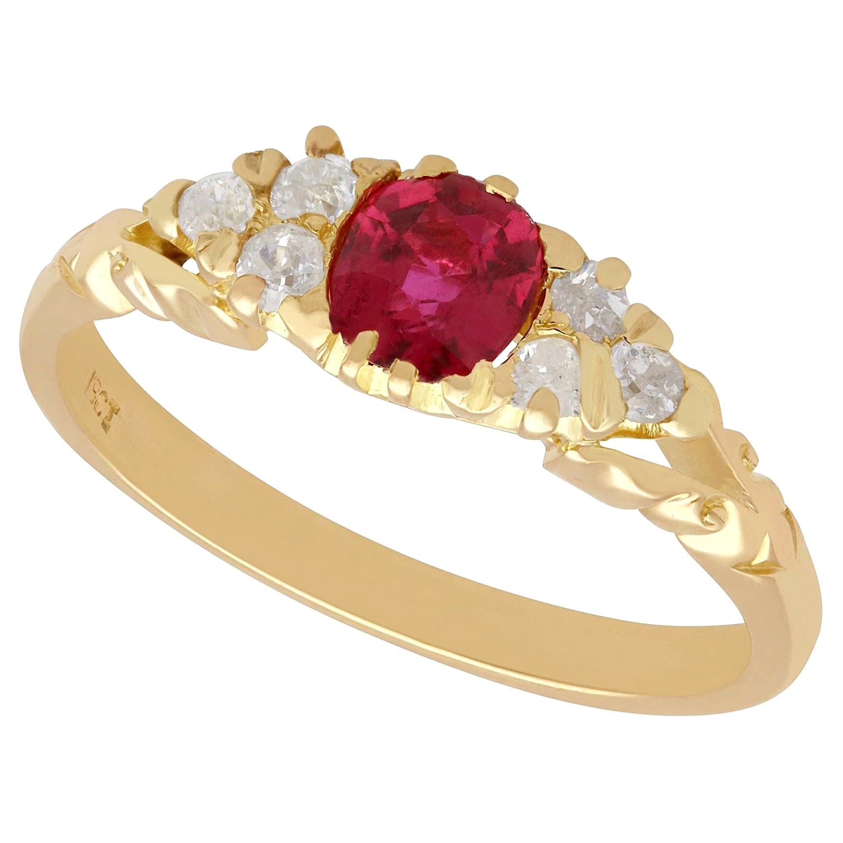 Antique Ruby Diamond Silver Gold Ring For Sale at 1stDibs | antique ...