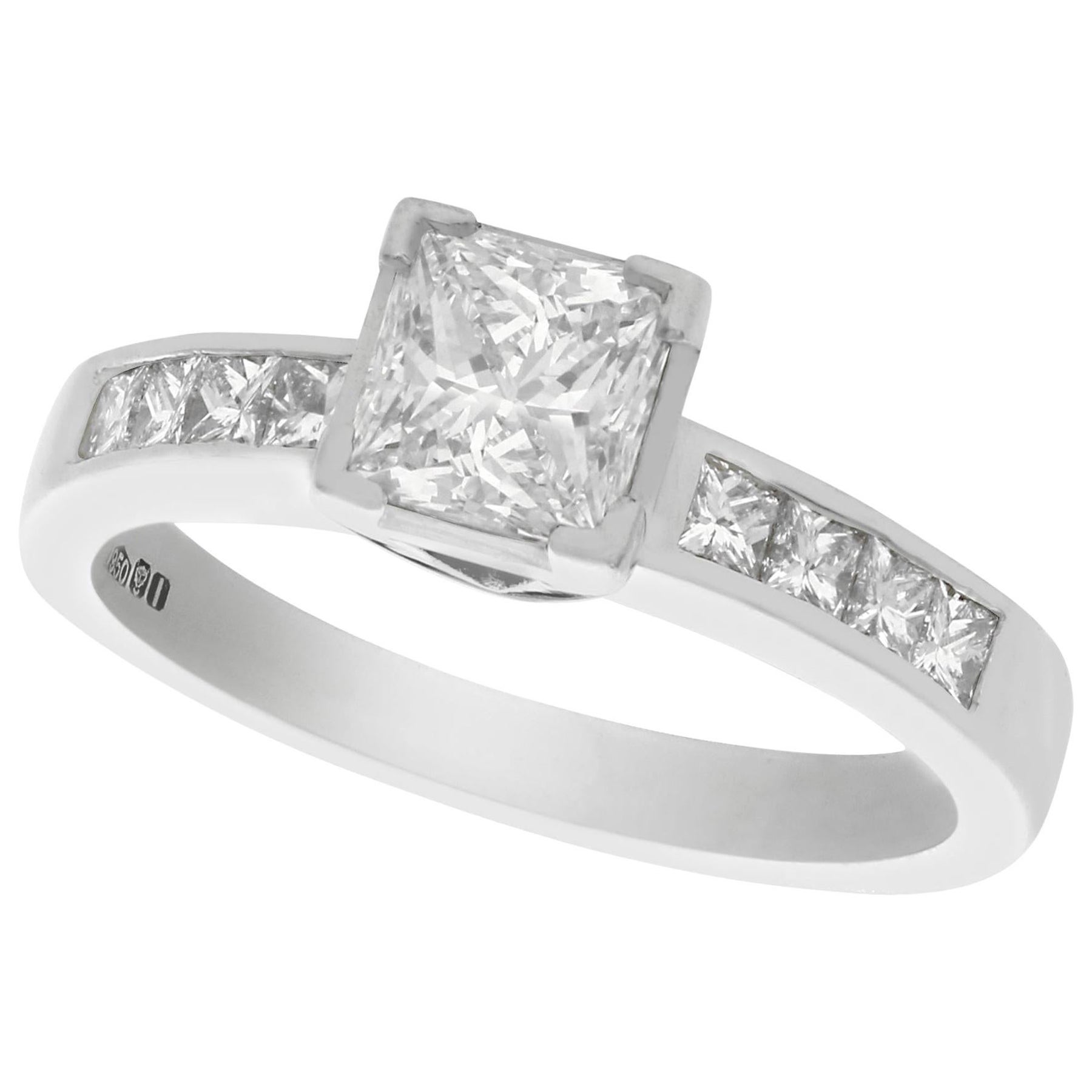 1.06 Carat Princess Cut Diamond Solitaire Platinum Engagement Ring at ...