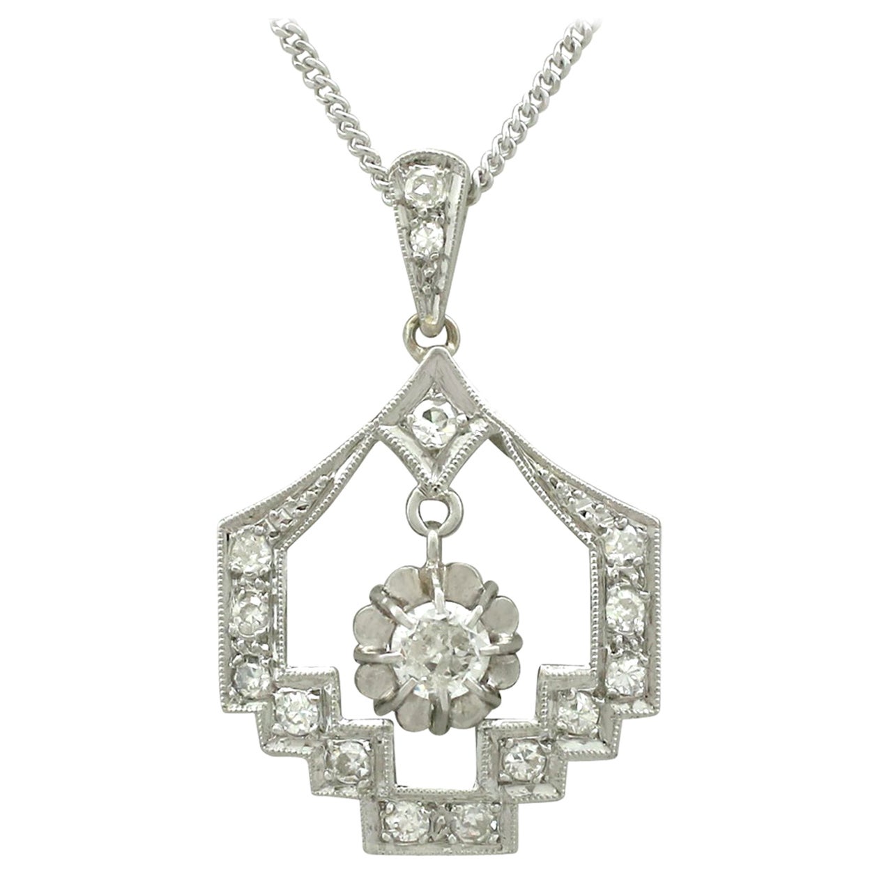 Art Deco Antique Engraved Round Locket, circa 1920, Gold Chain at 1stDibs