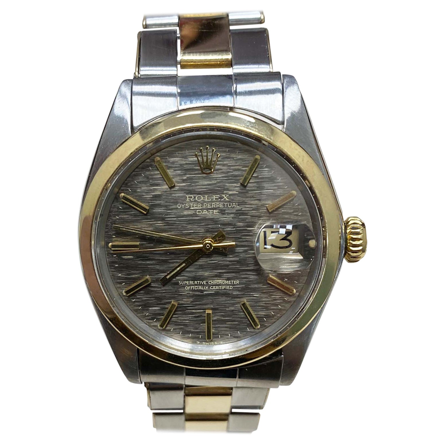 Rolex Date Stainless Steel and 18 Karat Gold White Saudi Arabian Crest ...