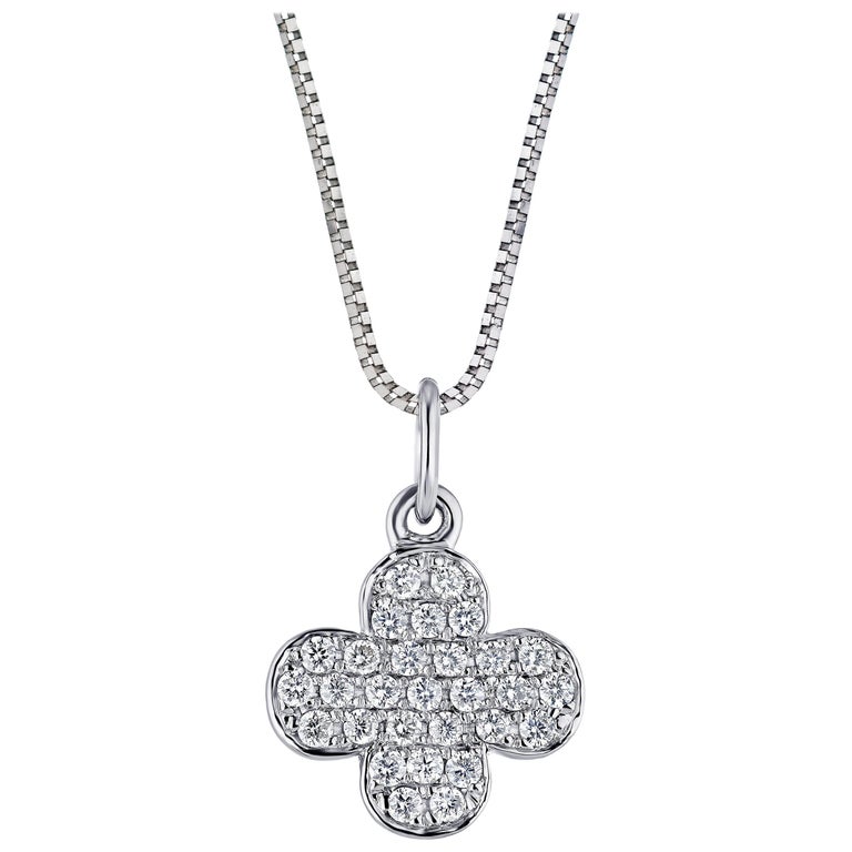 Timeless Diamond Flower Drop Pendant Necklace For Sale at 1stDibs