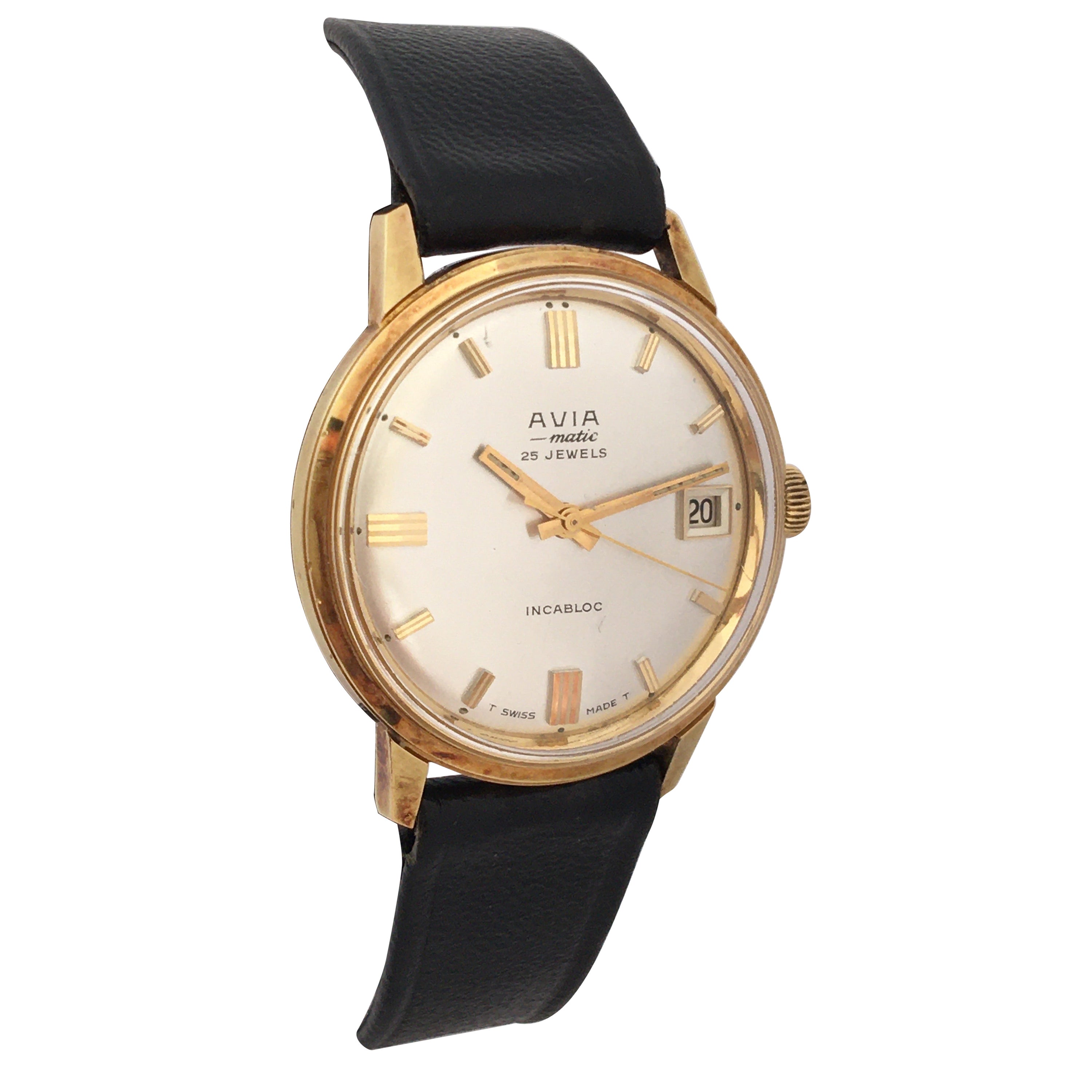 1950s Avia Lady's 18K Rose Gold Bracelet Watch at 1stDibs