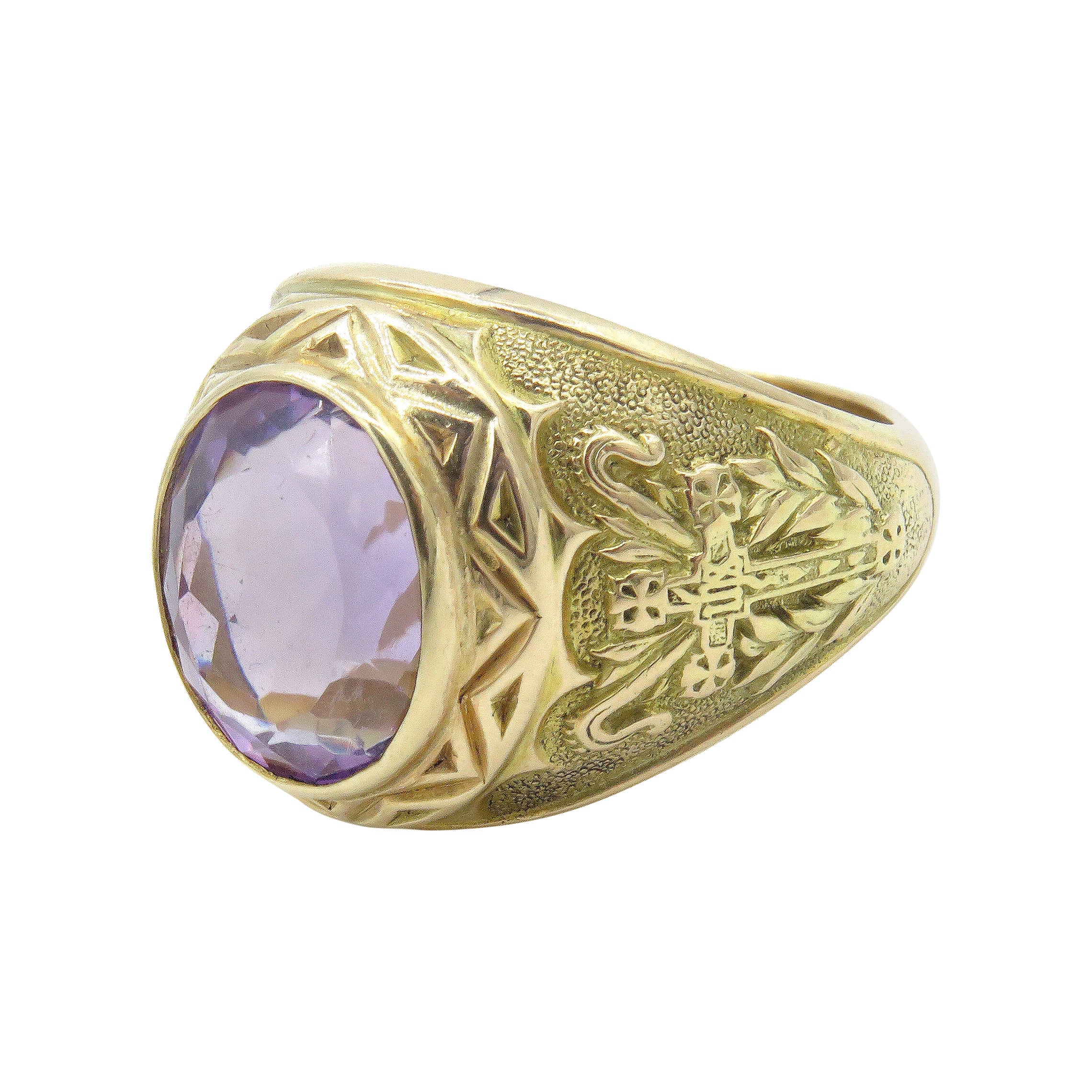 19th Century Vintage Historic Mixed Metals Bishop Ring For Sale at 1stDibs
