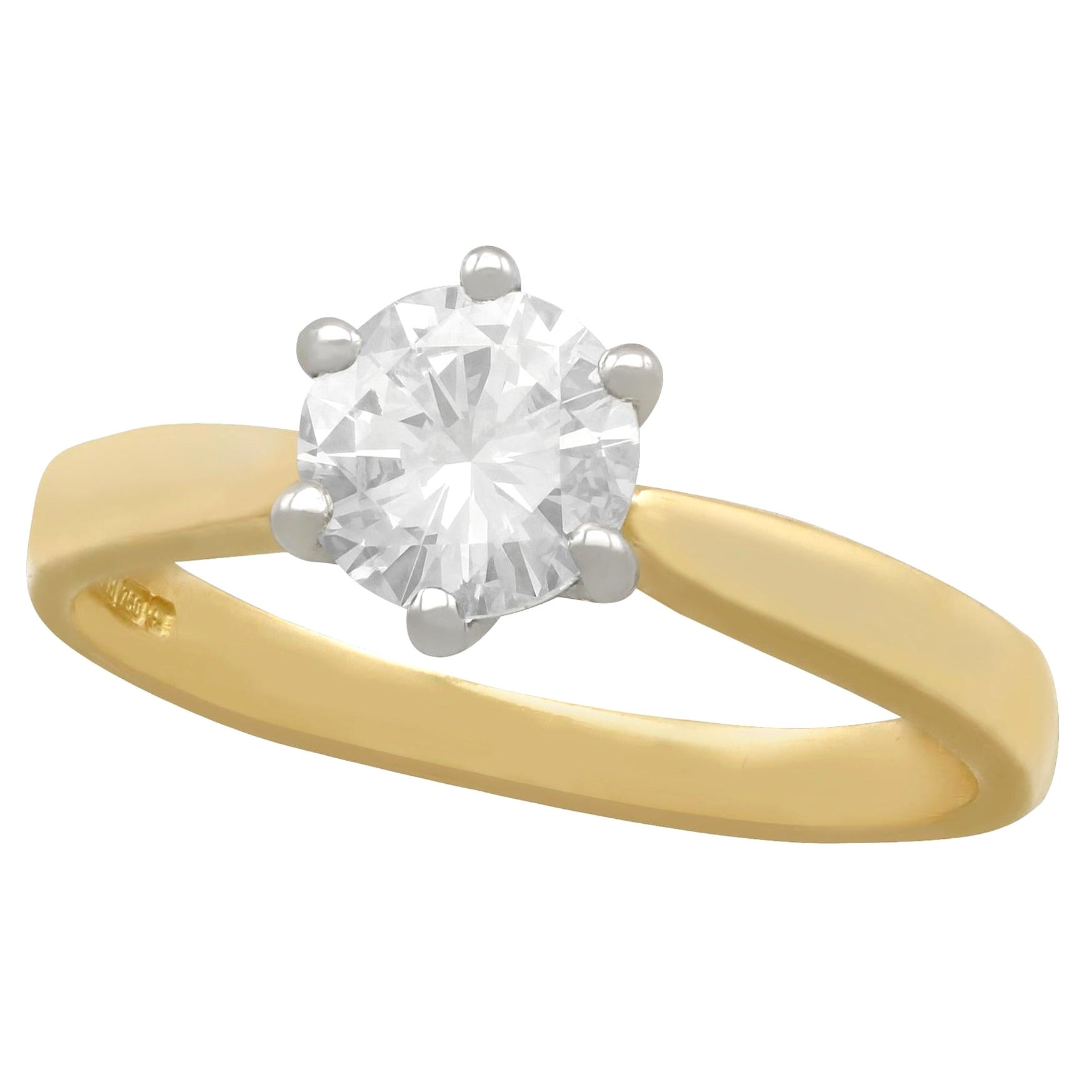 Edwardian Diamond Solitaire Engagement Gold Ring at 1stDibs