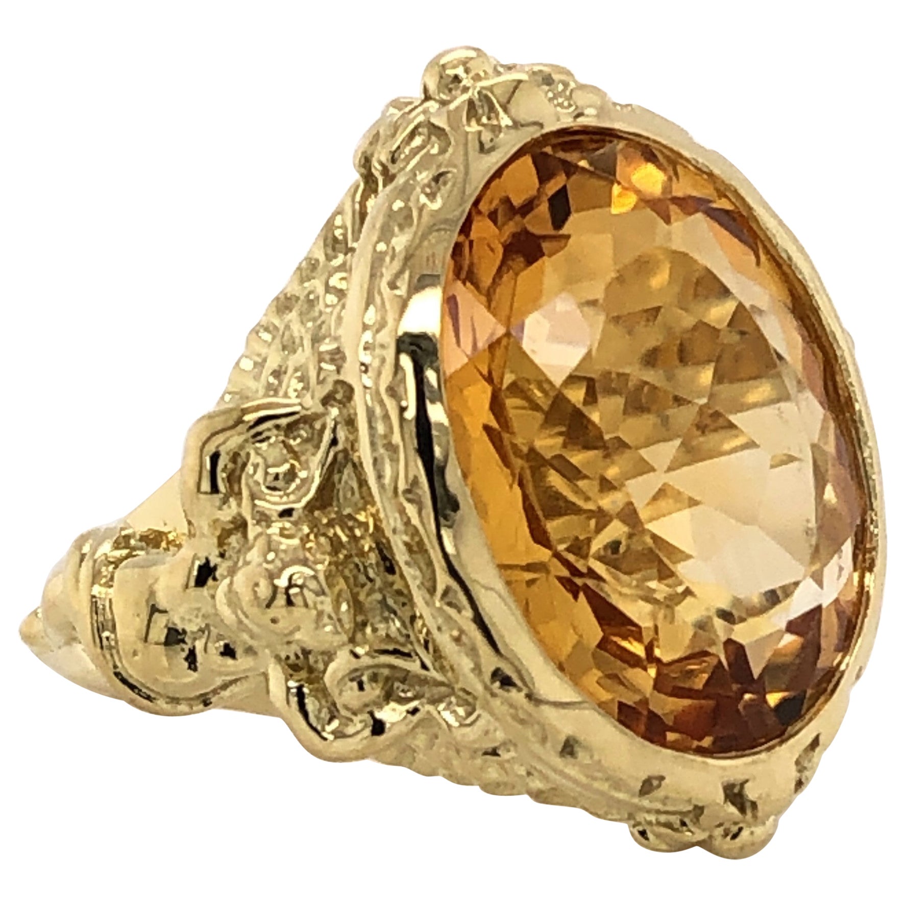 Citrine Cocktail Ring Set in 14 Karat Yellow Gold Settings For Sale at ...
