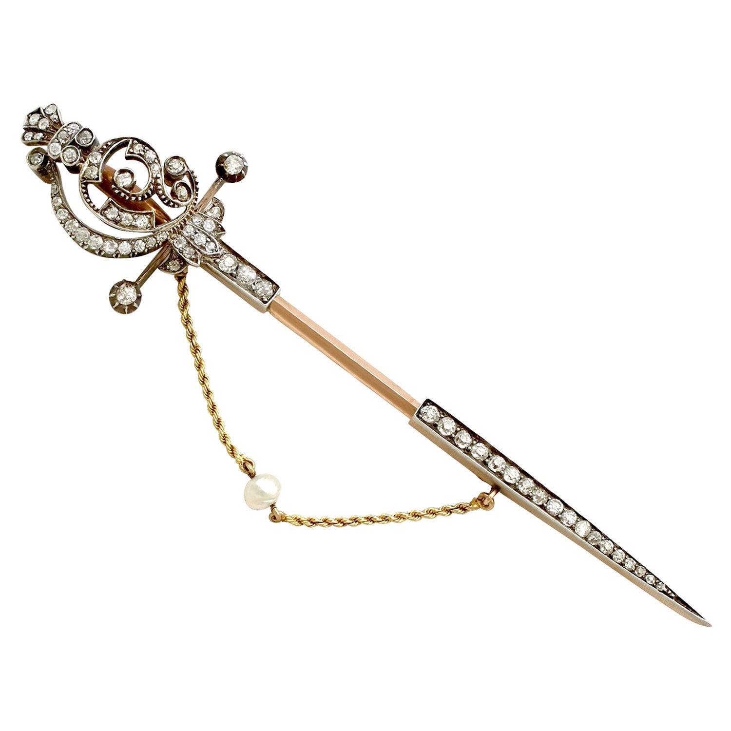 Victorian Diamond and 18 Carat Gold Pin For Sale at 1stDibs