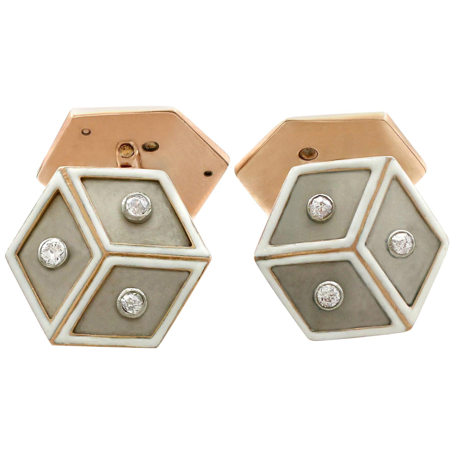 Platinum 1.88 Carat All Diamond Set Cufflinks at 1stDibs