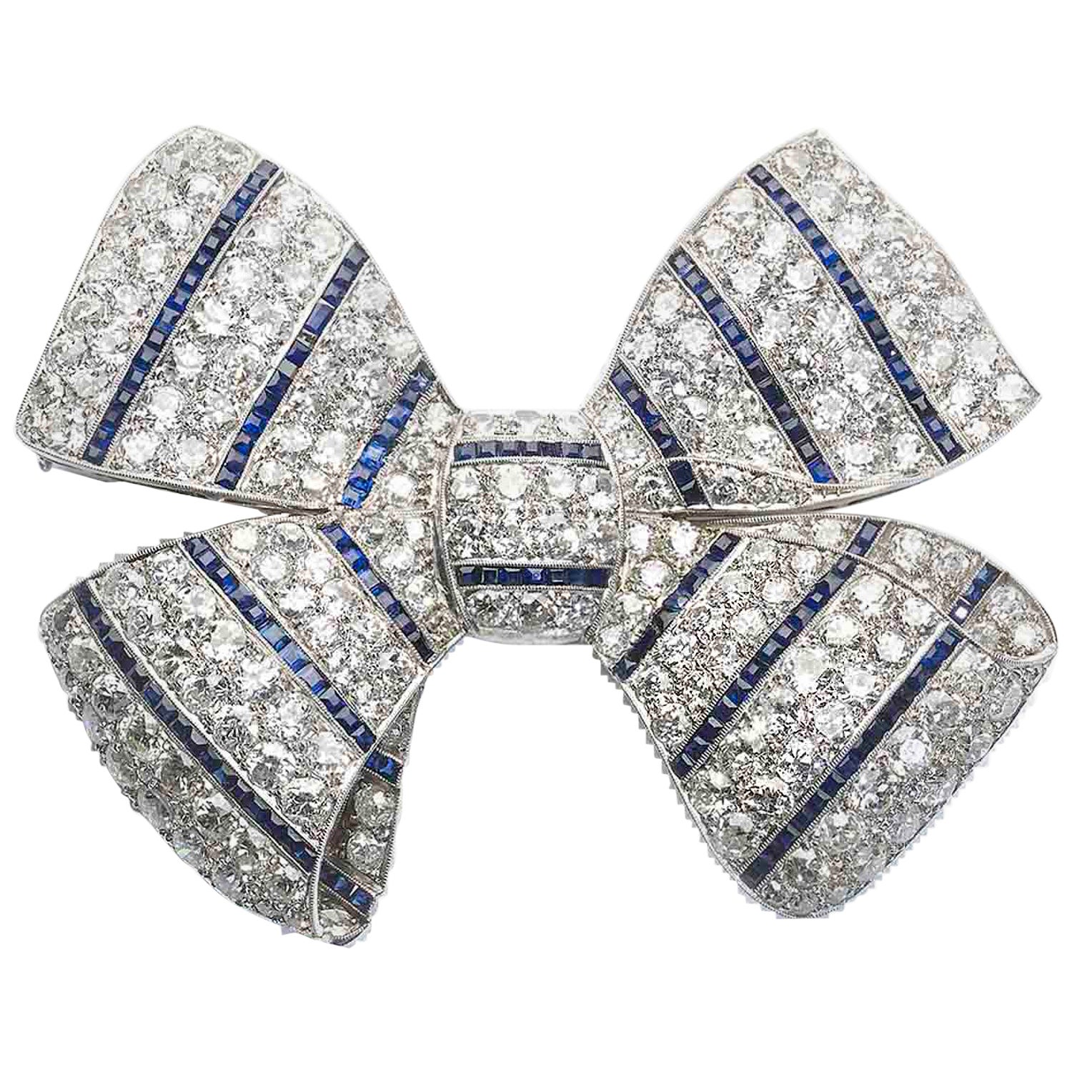 Jackie Kennedy's Art Deco Diamond Sapphire Frosted Crystal Bow Brooch ...