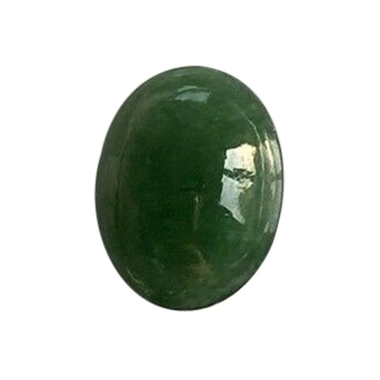 3.05 Carat IGI Certified Jadeite Jade ‘A’ Grade Deep Green Oval Cabochon Gem at 1stDibs