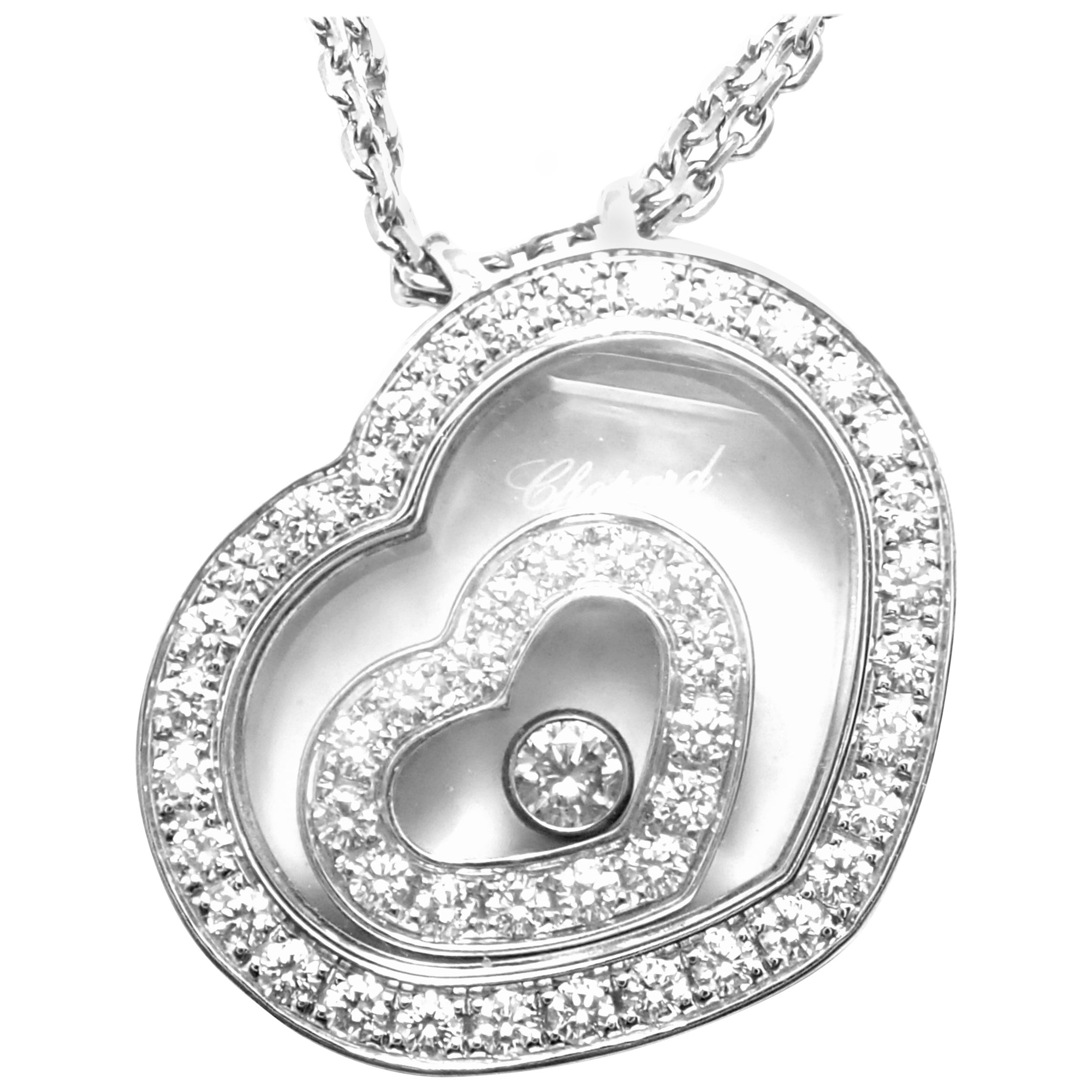 Chopard Happy Diamond Heart 18 Karat White Gold Pendant Necklace For ...