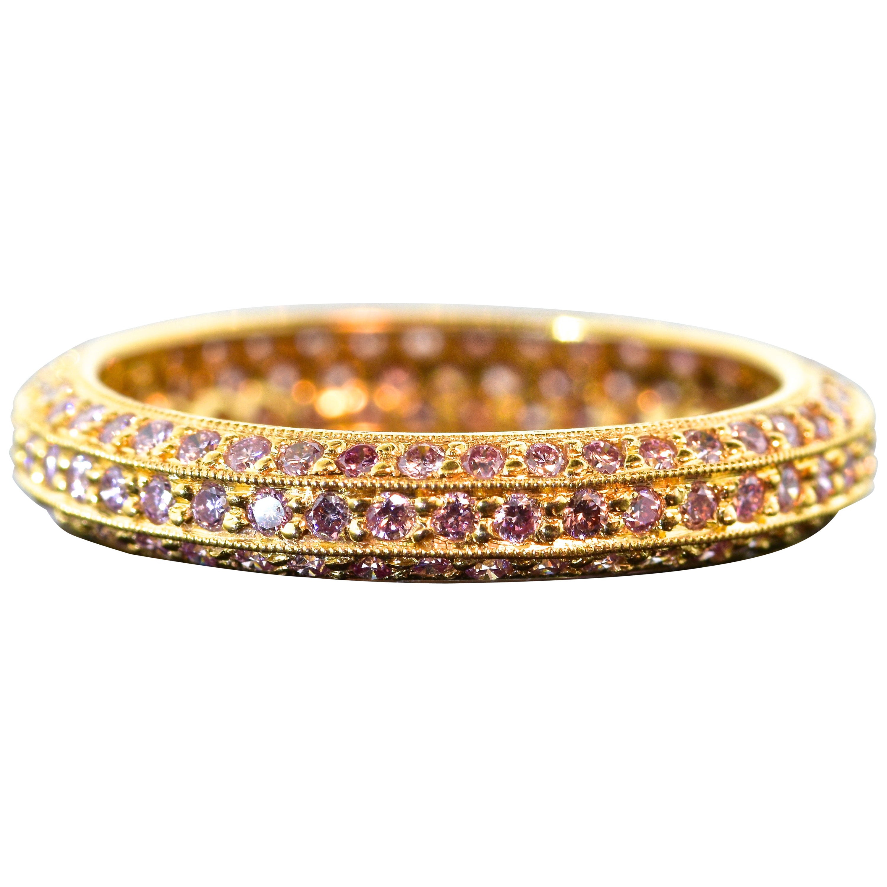 Natural Fancy Pink Diamond Eternity Band For Sale at 1stDibs
