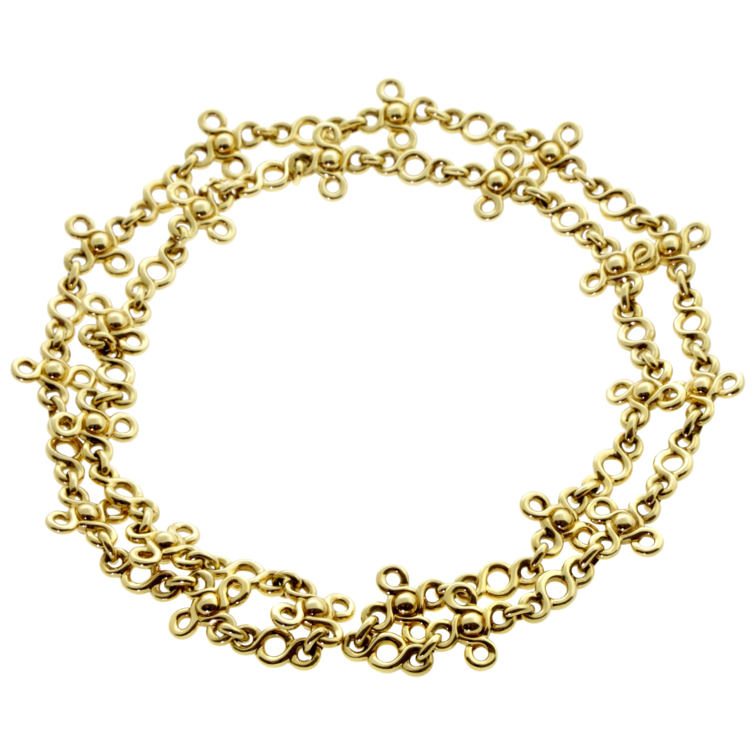 1993A Chanel Large Rose Quartz Renaissance Cross w. Gold Metal Chain ...