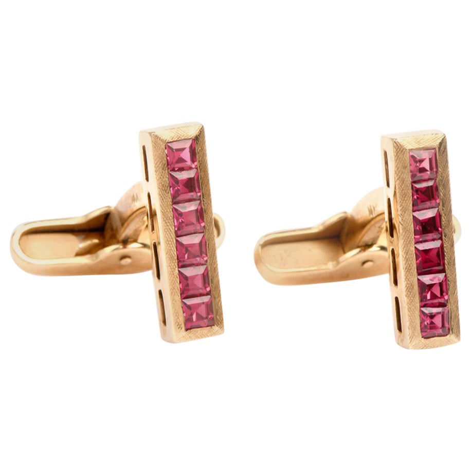 1970s Cheetah Diamond Ruby Enamel 18 Karat Cat Cufflinks For Sale at ...