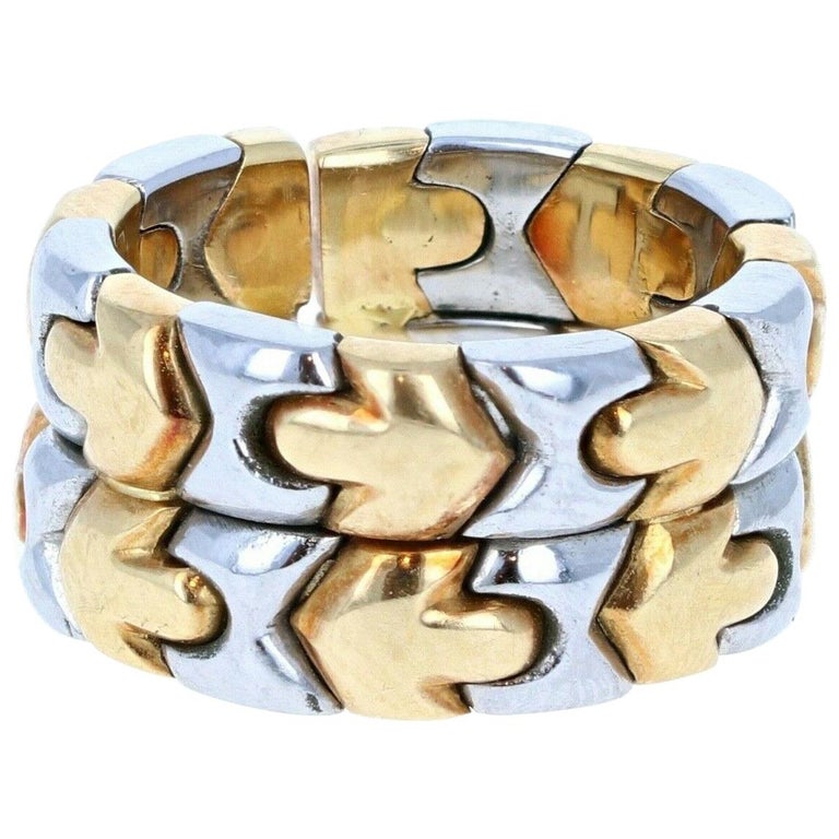 Bulgari Bvlgari 18k Yellow Gold and SS Parentesi Double Stack Flex Band ...