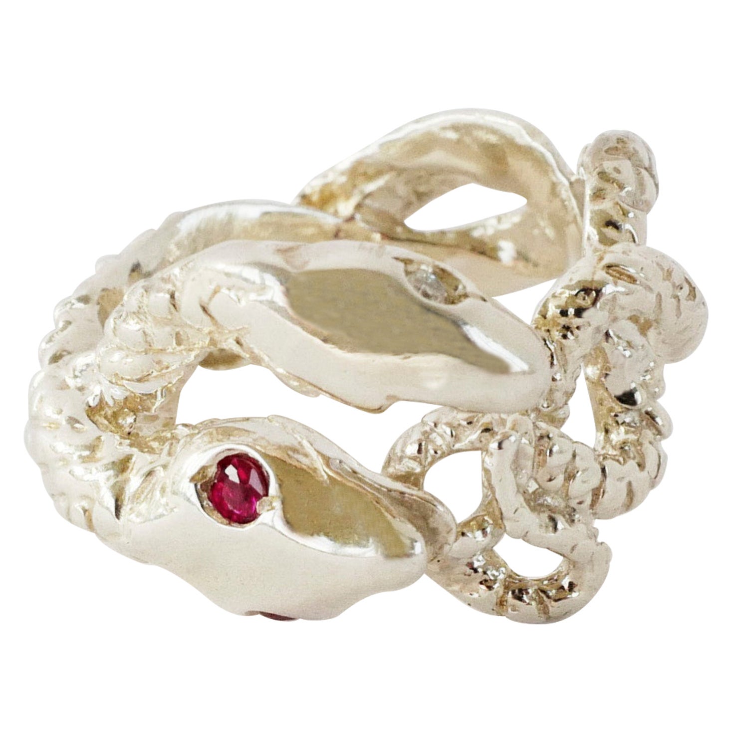 Antique Ruby and Diamond Snake Ring at 1stDibs