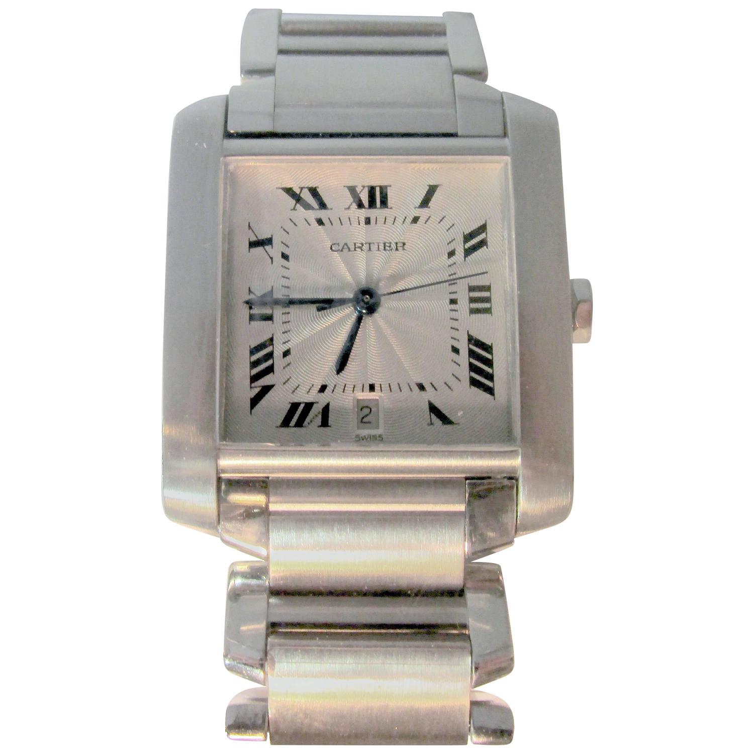 Cartier Stainless Steel Tank Francaise Automatic Wristwatch Ref 2302 at ...