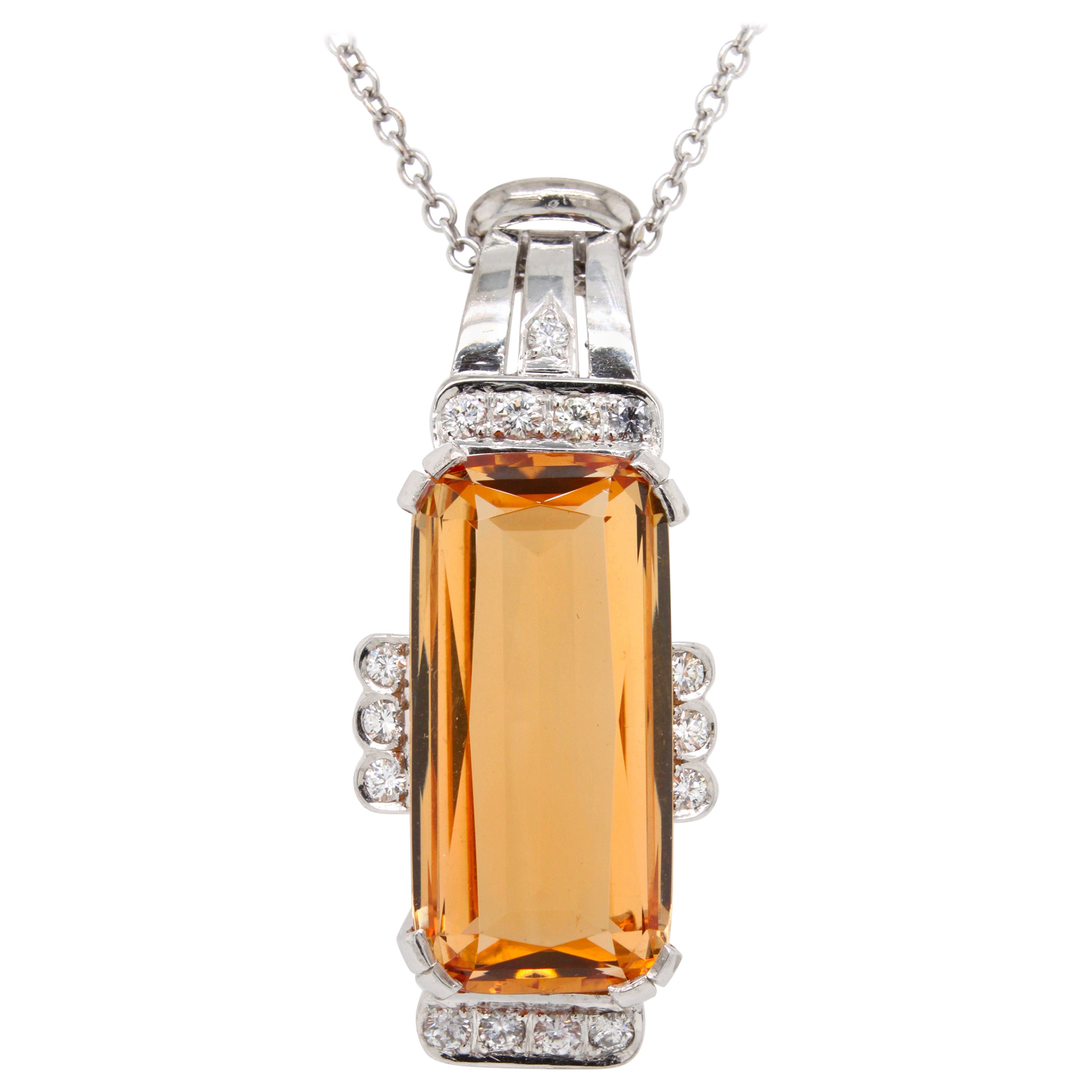 Imperial Topaz Pendant of 37 Carat in Yellow Gold For Sale at 1stDibs