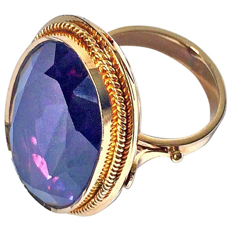 Gold colour change synthetic corundum Ring at 1stDibs | synthetic ...
