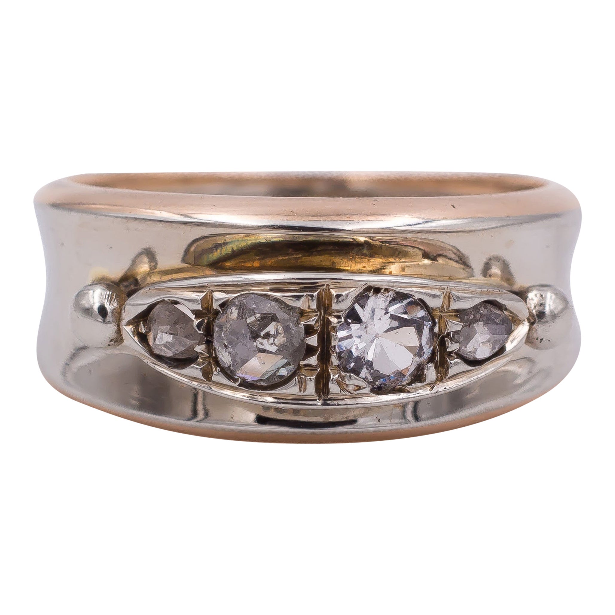 Vintage French White Gold Wedding Band, 1950s, Paris For Sale at 1stDibs