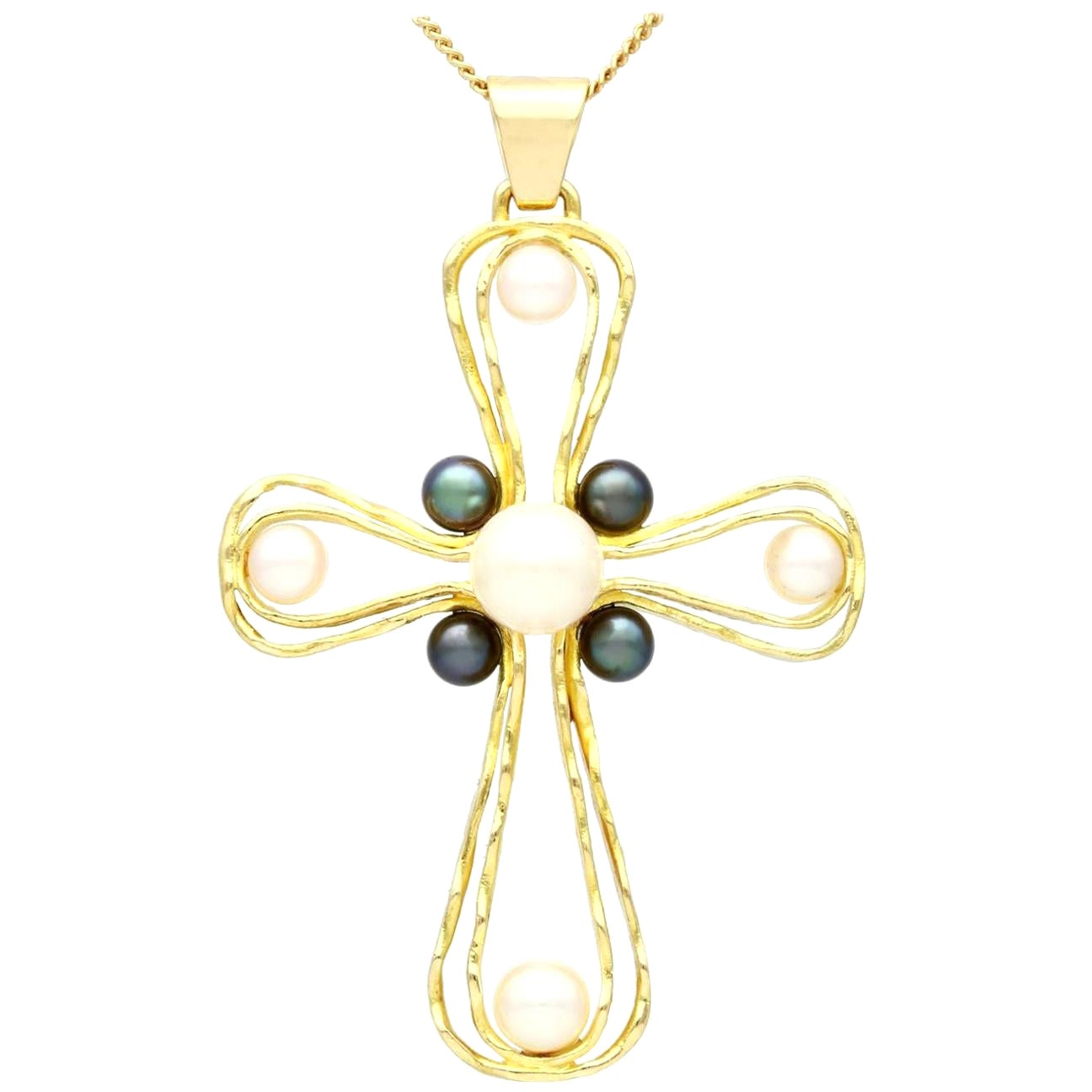 Georgian Gold Silver Diamond Pearl Cross Pendant at 1stDibs | georgian ...