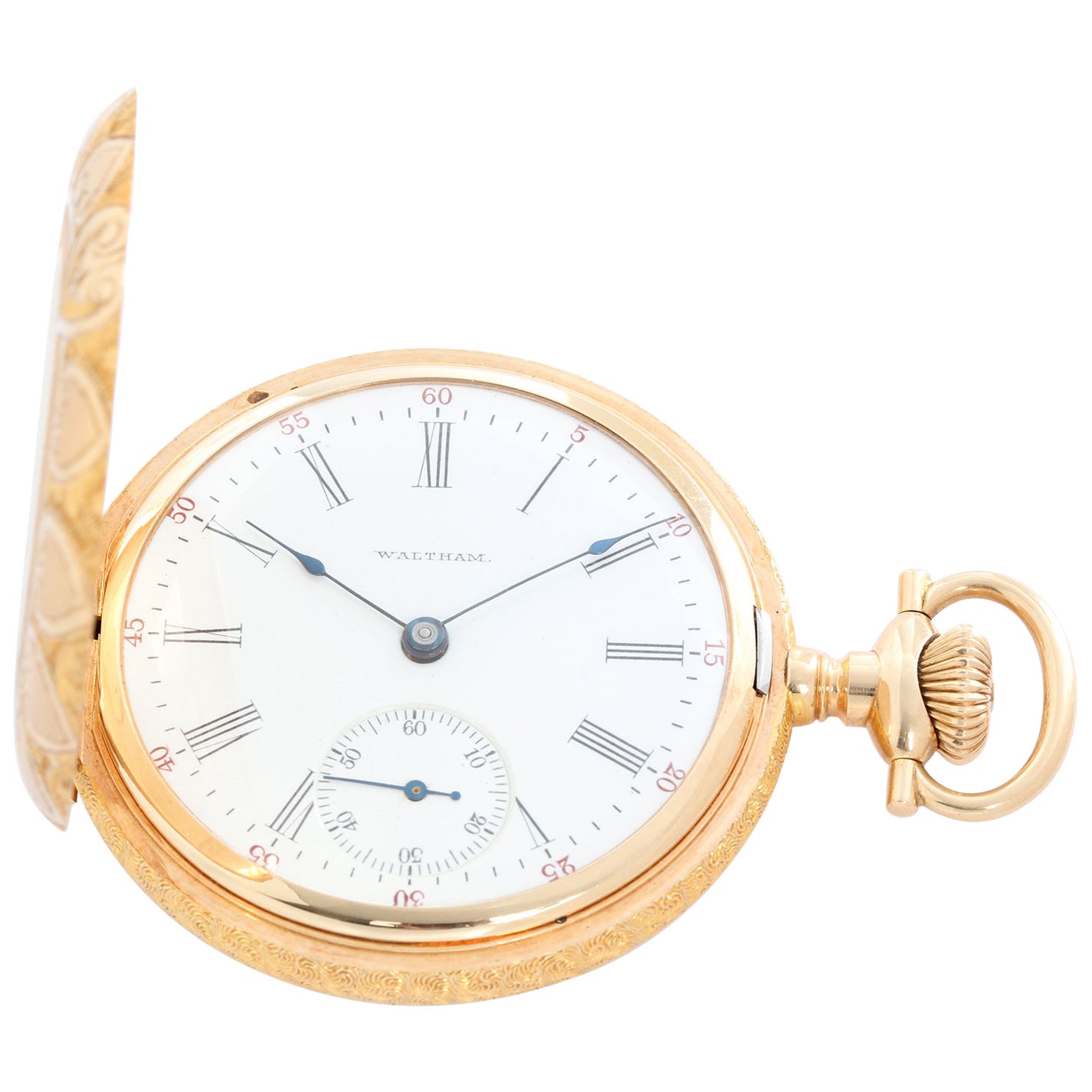A.W. Co Waltham 14 Karat Yellow Gold circa 1890s Manual Wind Pocket Watch For Sale at 1stDibs