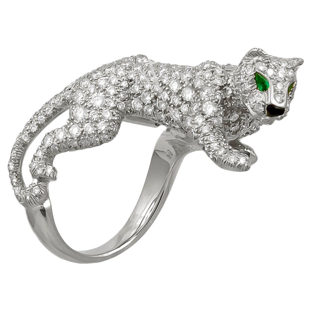 Cartier Panthère Diamond White Gold Openwork Panther Head Ring For Sale ...