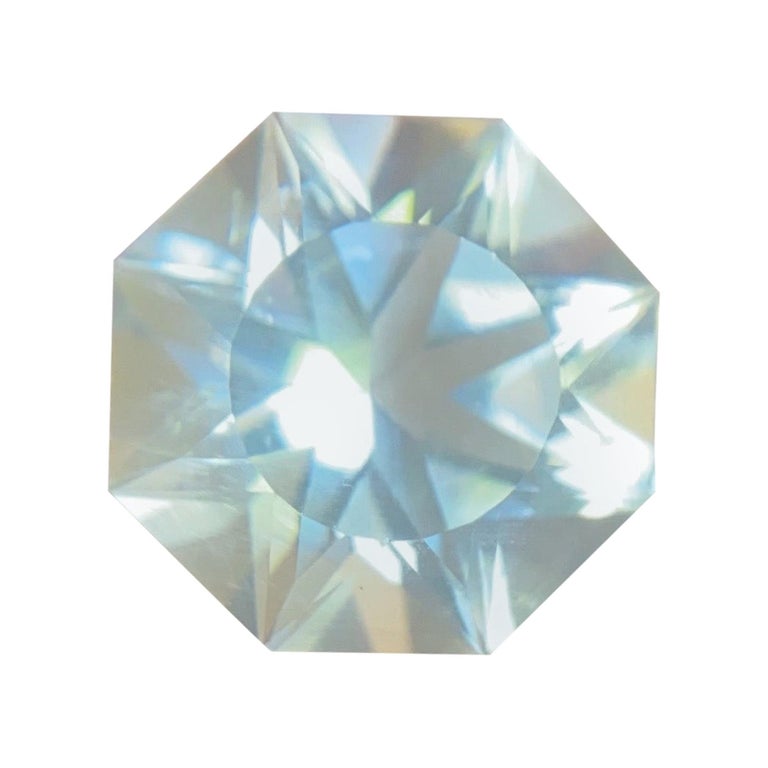 5.44 Carat Blue Aquamarine Large Fancy Round Octagon Cut Loose Beryl ...