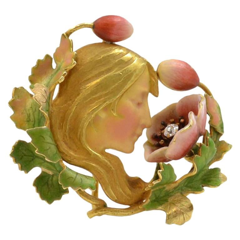 Art Nouveau Krementz Brooch at 1stDibs
