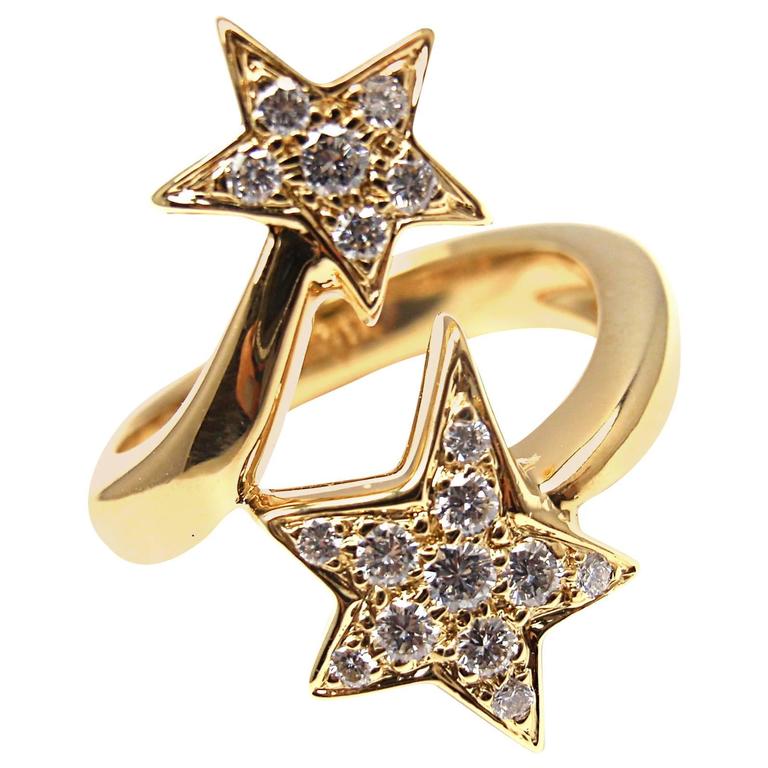 Chanel Comete Star Diamond Gold Cocktail Ring at 1stDibs
