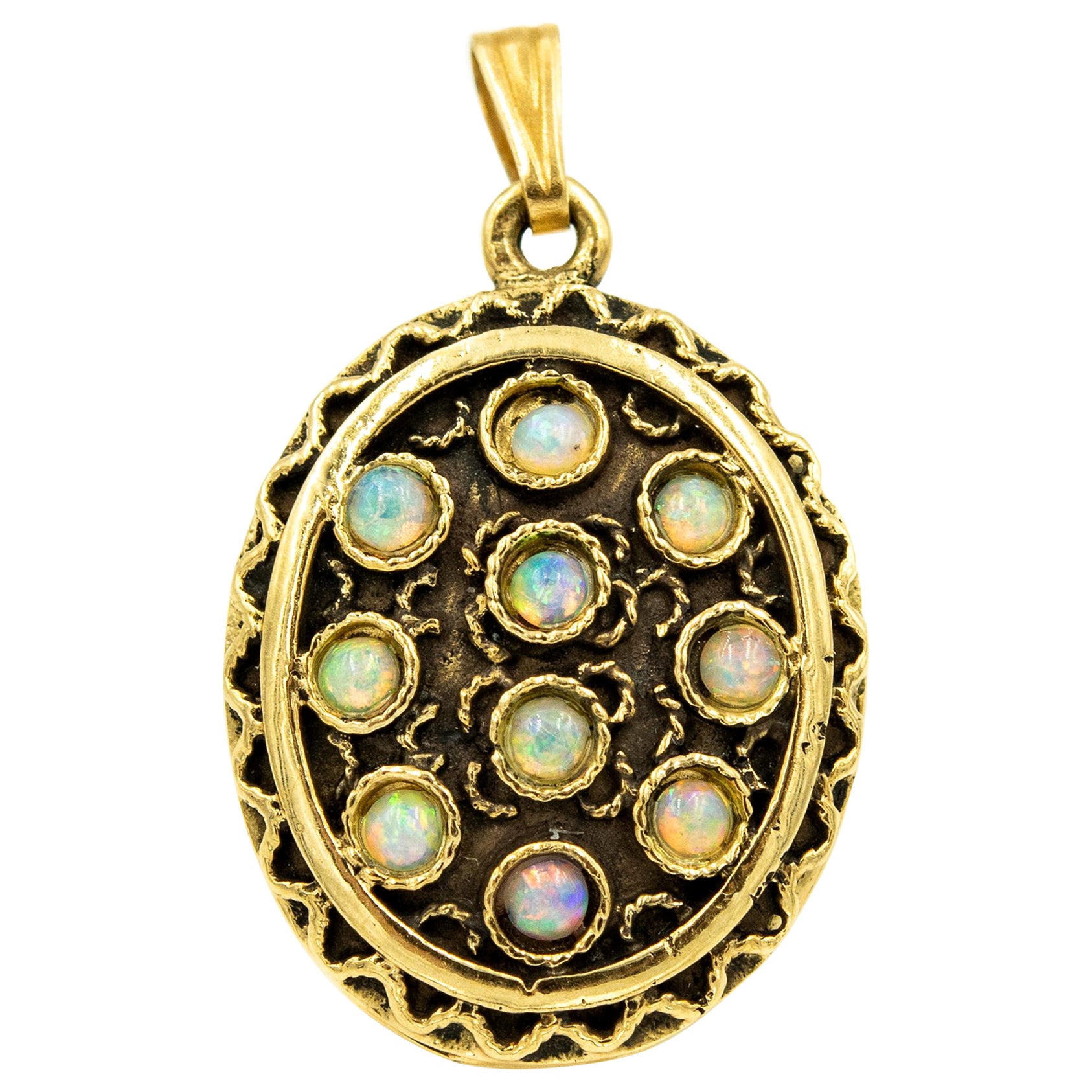 Victorian Era Jelly Opal Locket Pendant For Sale at 1stDibs