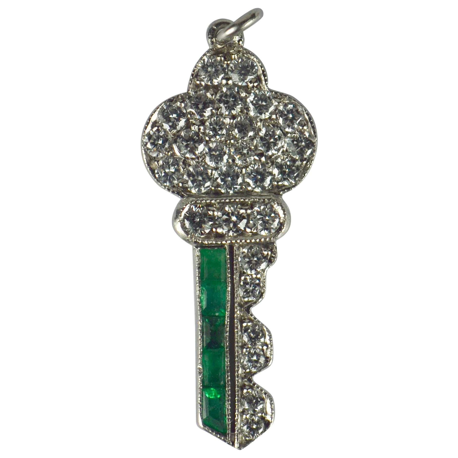 Platinum Gold Diamond Key Charm Bracelet at 1stDibs