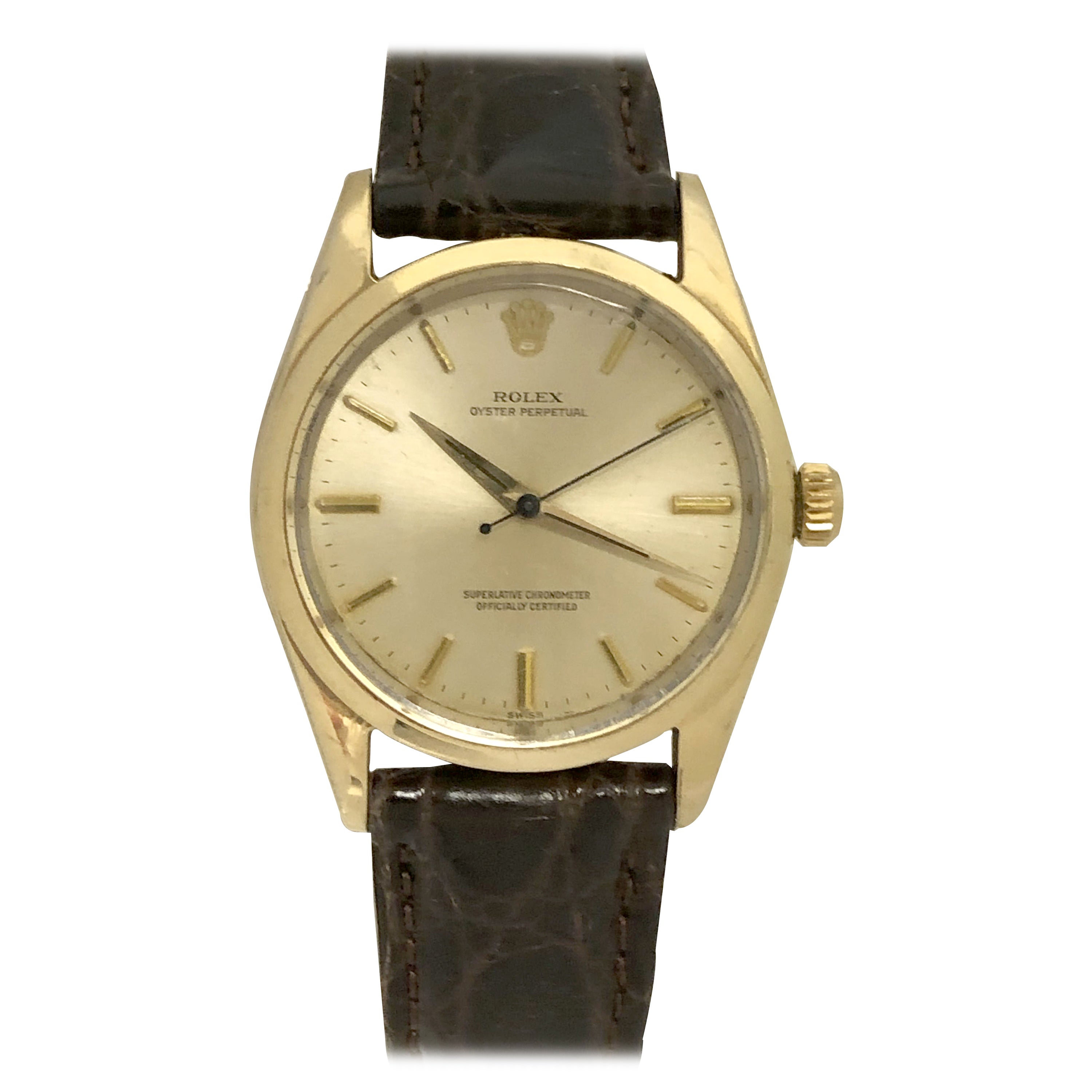 Rolex Rose Gold Shell Oyster Perpetual Wristwatch at 1stDibs