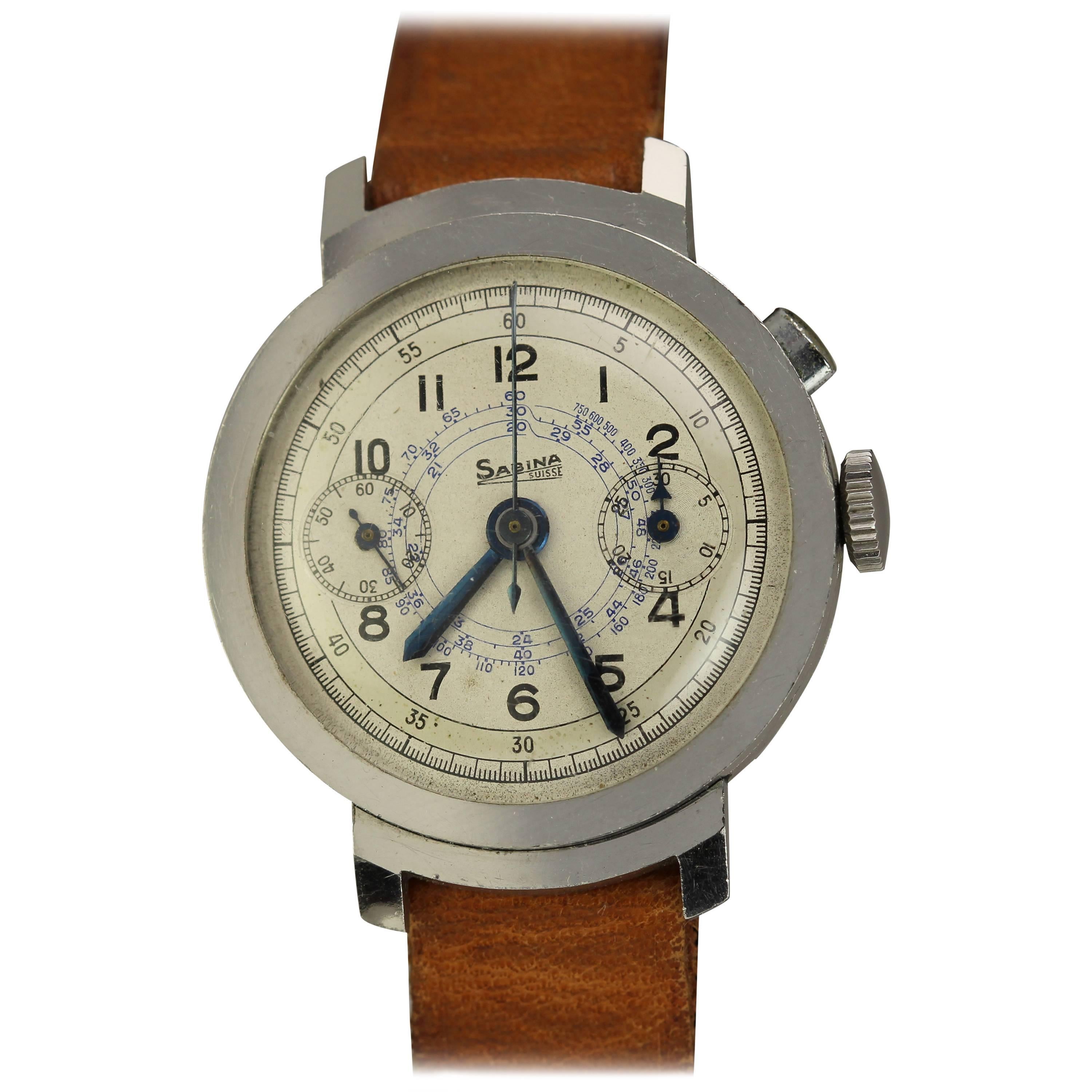 Sabina Suisse One Button Chronograph c. 1940''s at 1stDibs | sabina watch