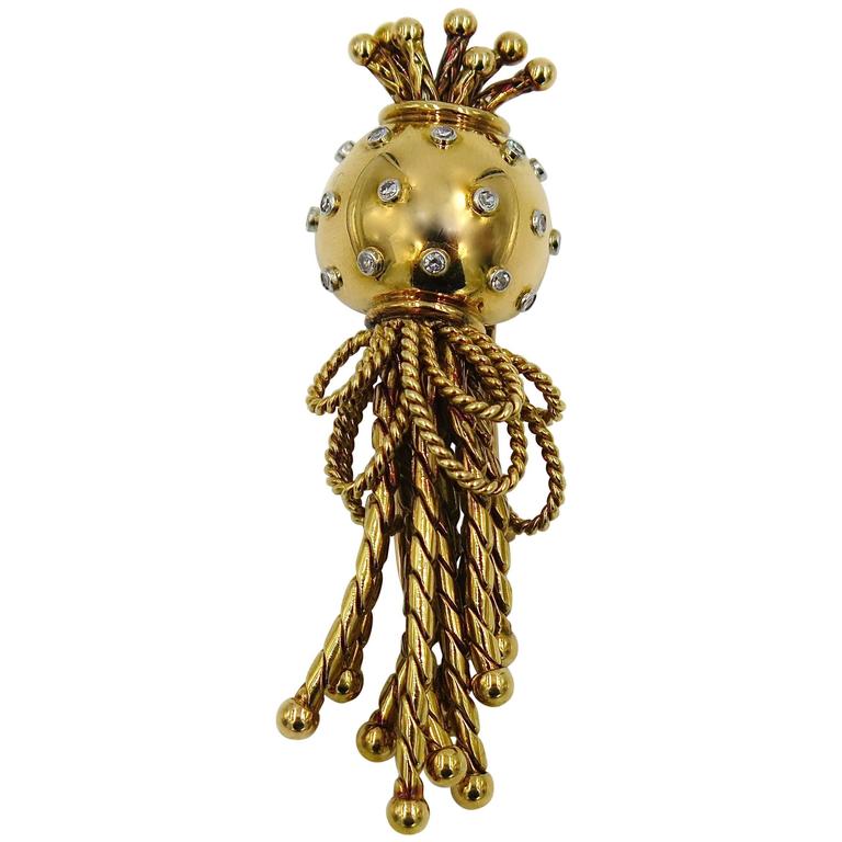 MARCHAK, Paris Gold and Diamond Brooch. For Sale at 1stDibs