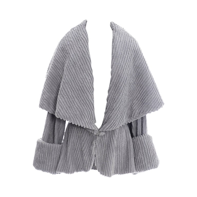 Norma Kamali Rare Vintage Jacket Gray Chenille Shawl Collar 1980s ...