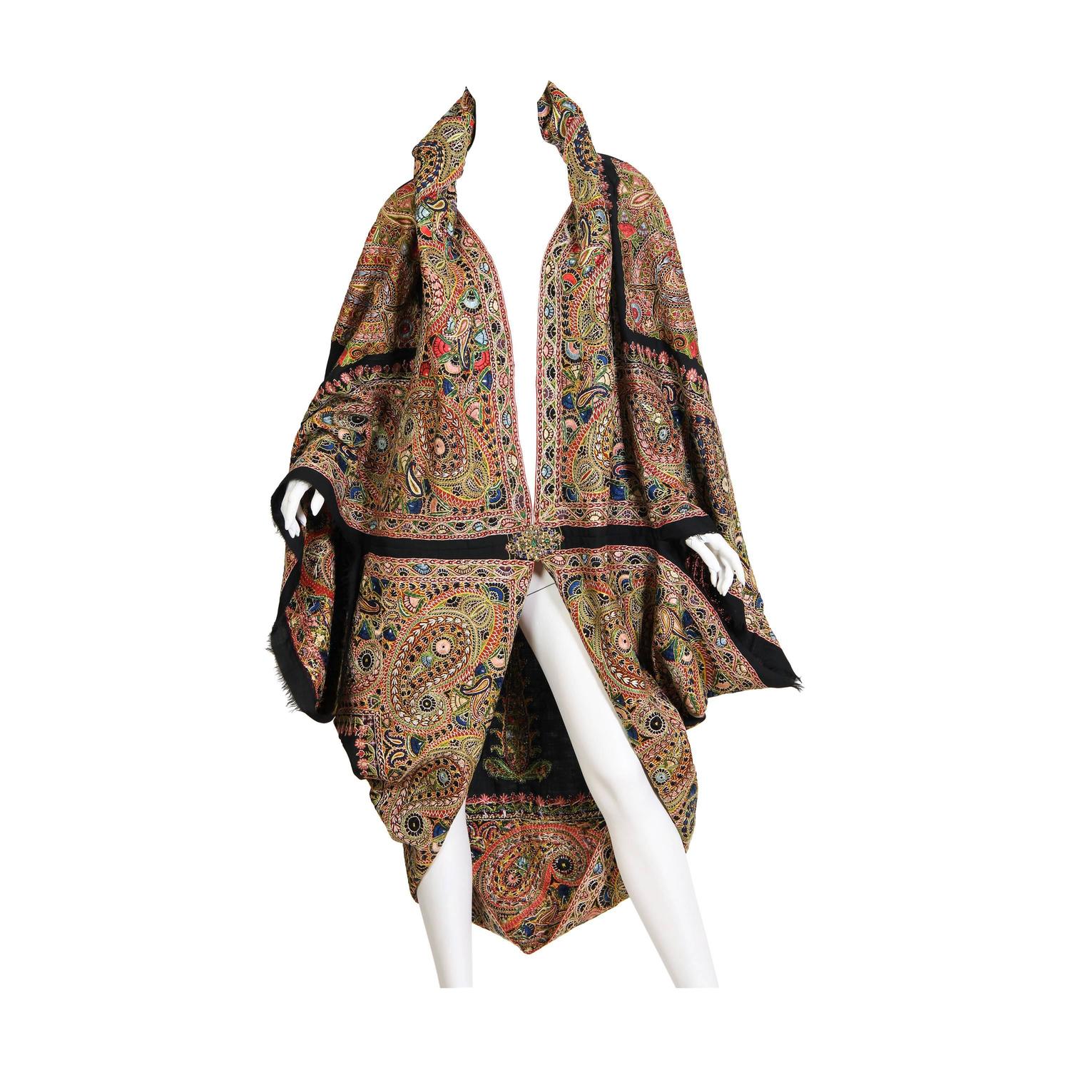 Antique Hand Embroidered Paisley Cloak at 1stdibs
