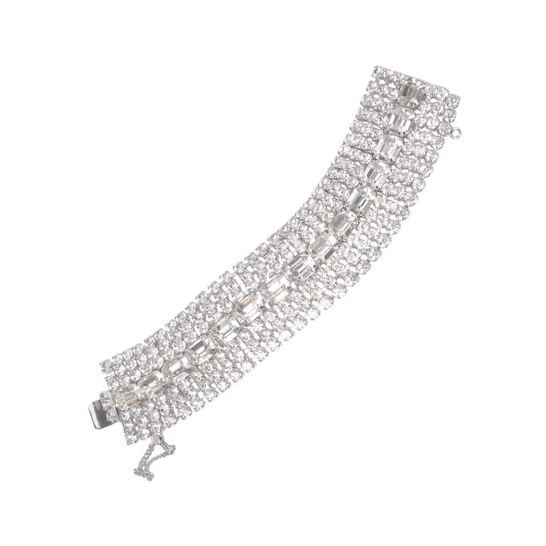 Vintage Signed Weiss Clear Rhinestone Bracelet at 1stDibs | weiss ...