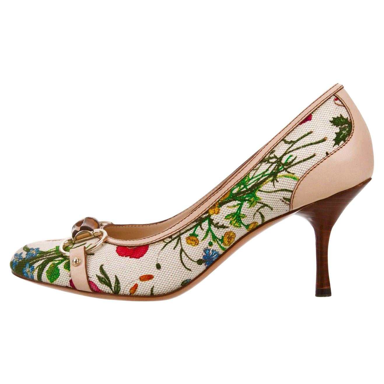 New Gucci Flora Bamboo Runway Pumps Heels Sz 10 For Sale at 1stDibs ...