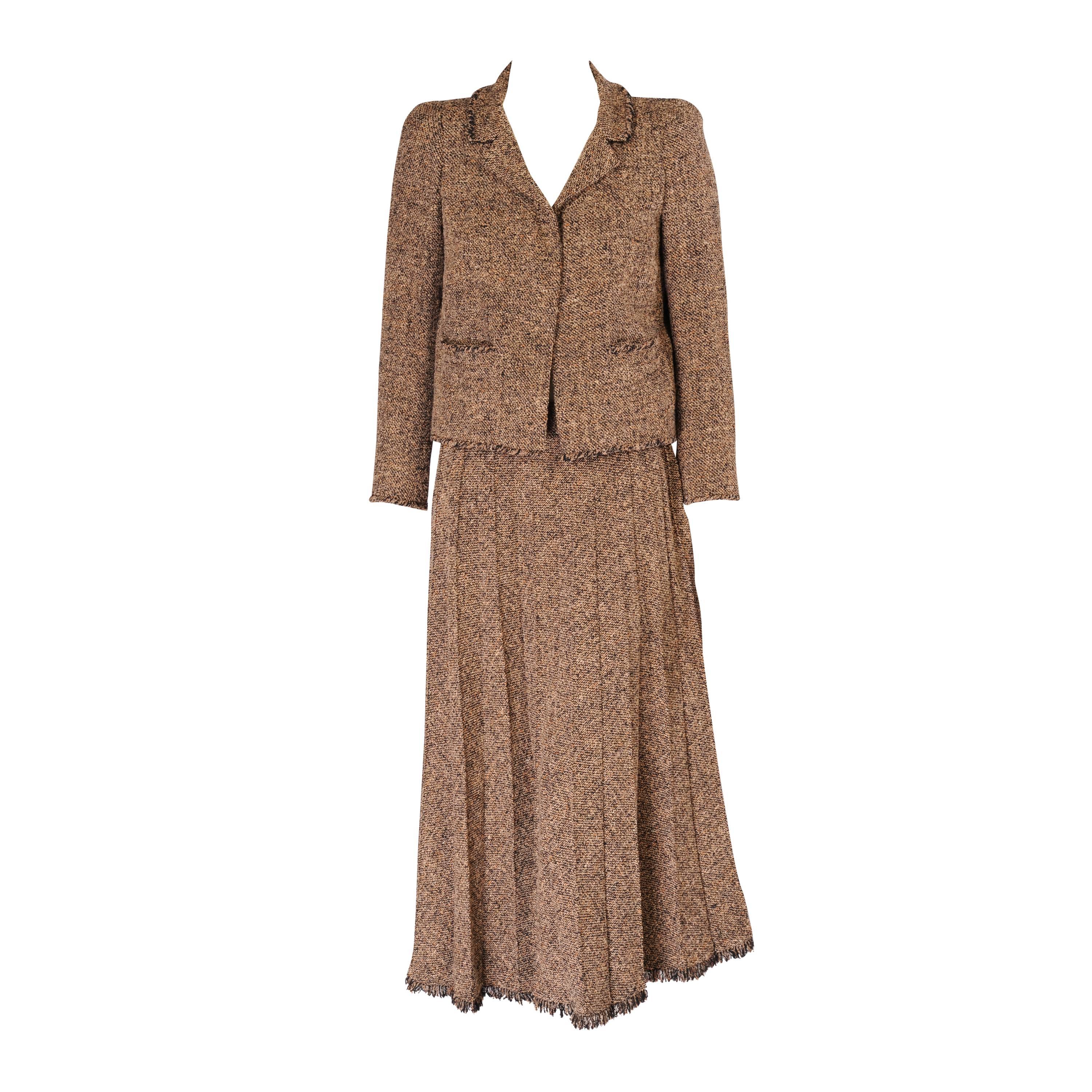 Chanel Numbered Haute Couture Braid and Fringe Trimmed Tweed Suit at ...