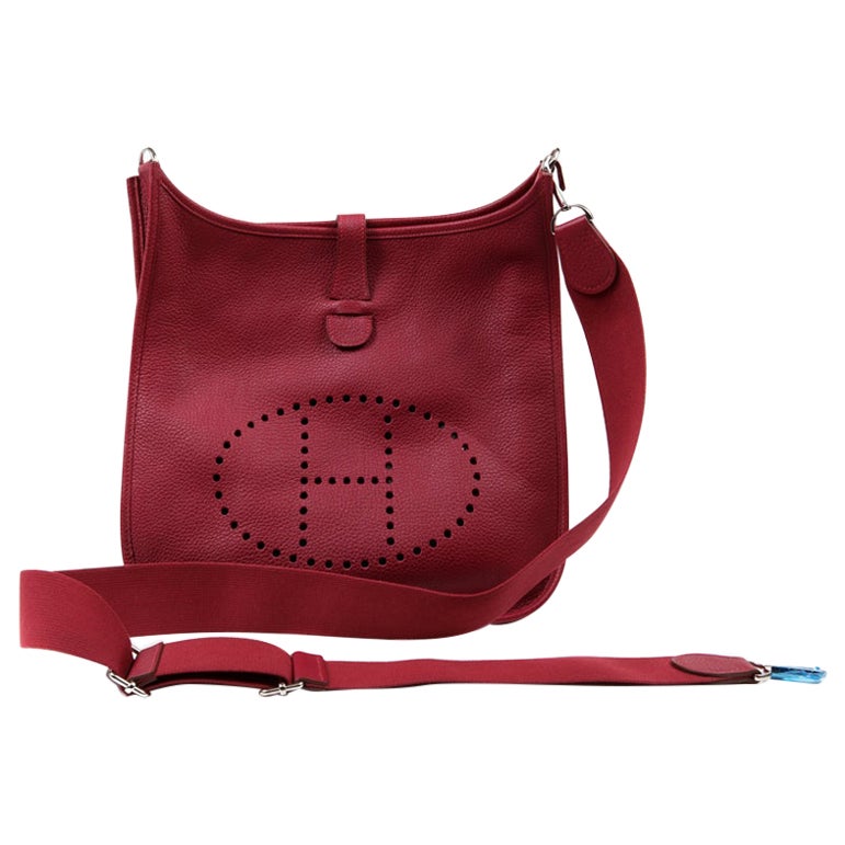 Hermes Red Leather Gold Accent Hardware Hobo Carryall Shoulder Flap Bag ...