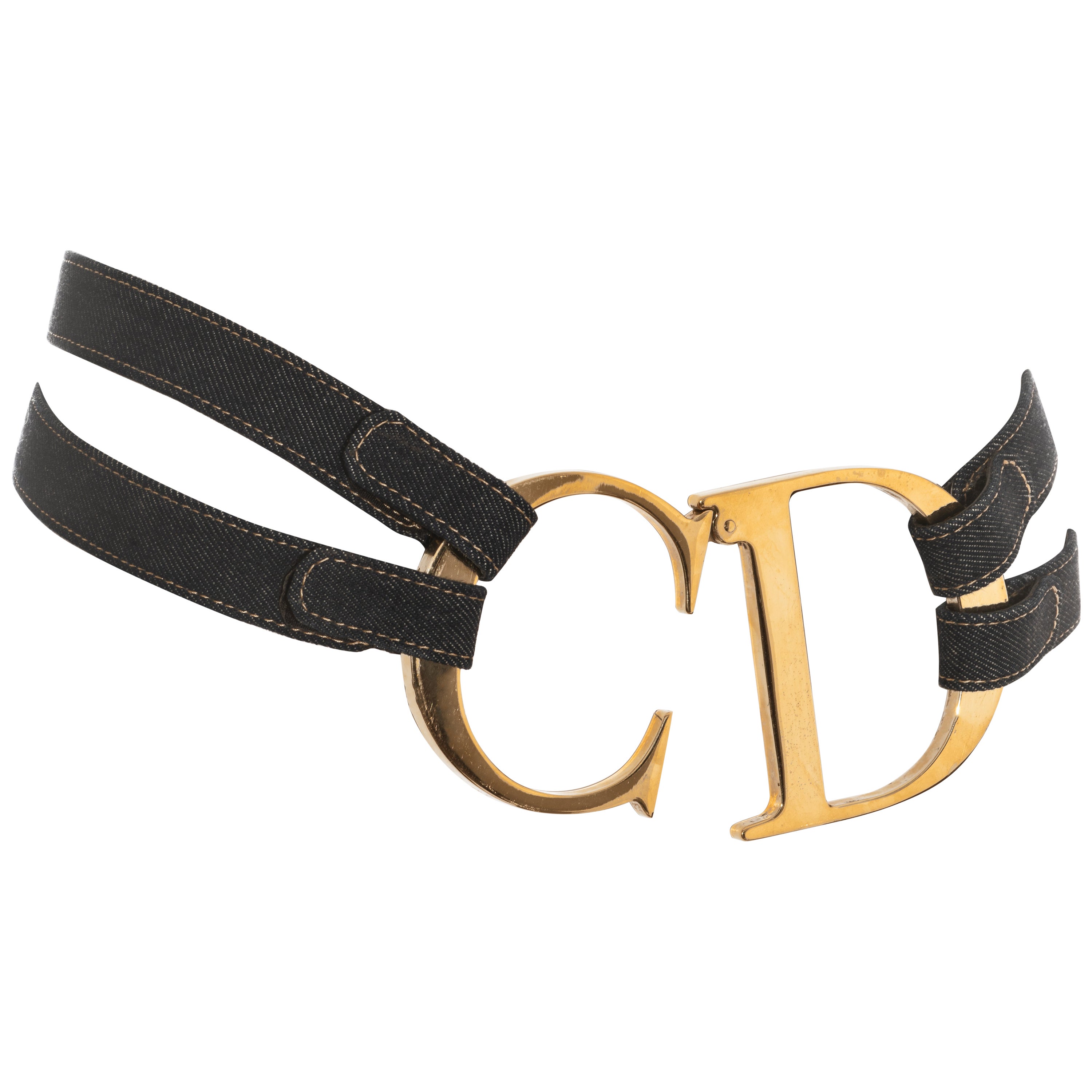 Christian Dior Gilded Gold Hardware Evening Belt For Sale at 1stDibs