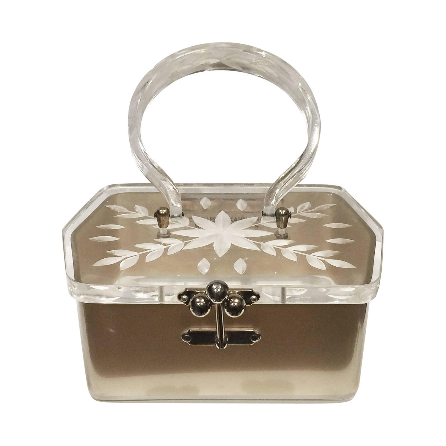 Fabulous 1950s soft gold Lucite purse handbag by Charles Kahn at 1stdibs