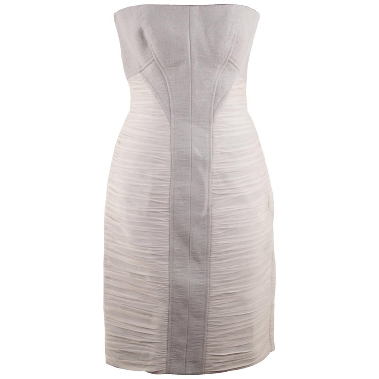 VERSACE Italian Gray Wool Blend BUSTIER DRESS 2007 Fall Collection Sz ...