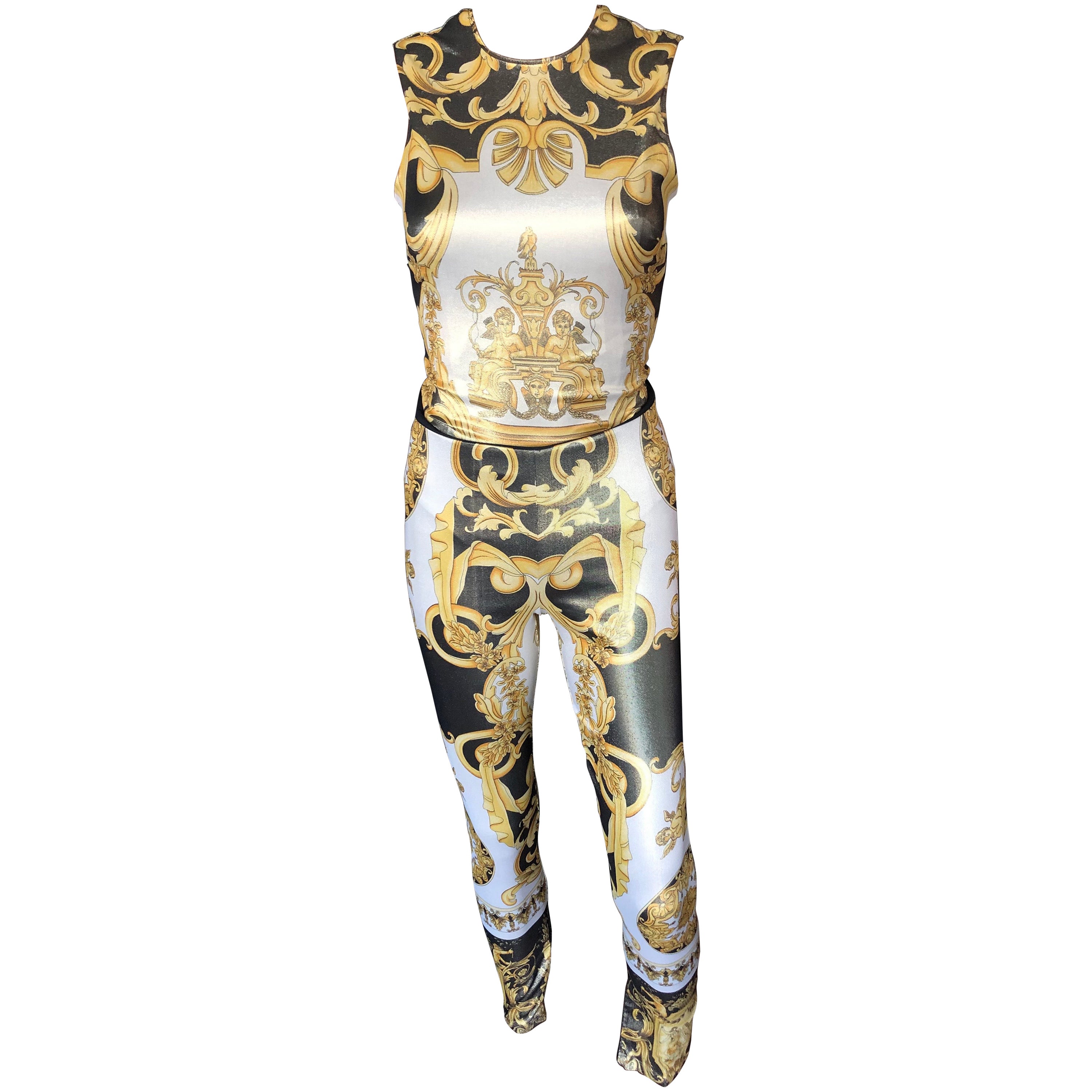 GIANNI VERSACE a two piece ensemble, jacket and leggings, in silk cady ...